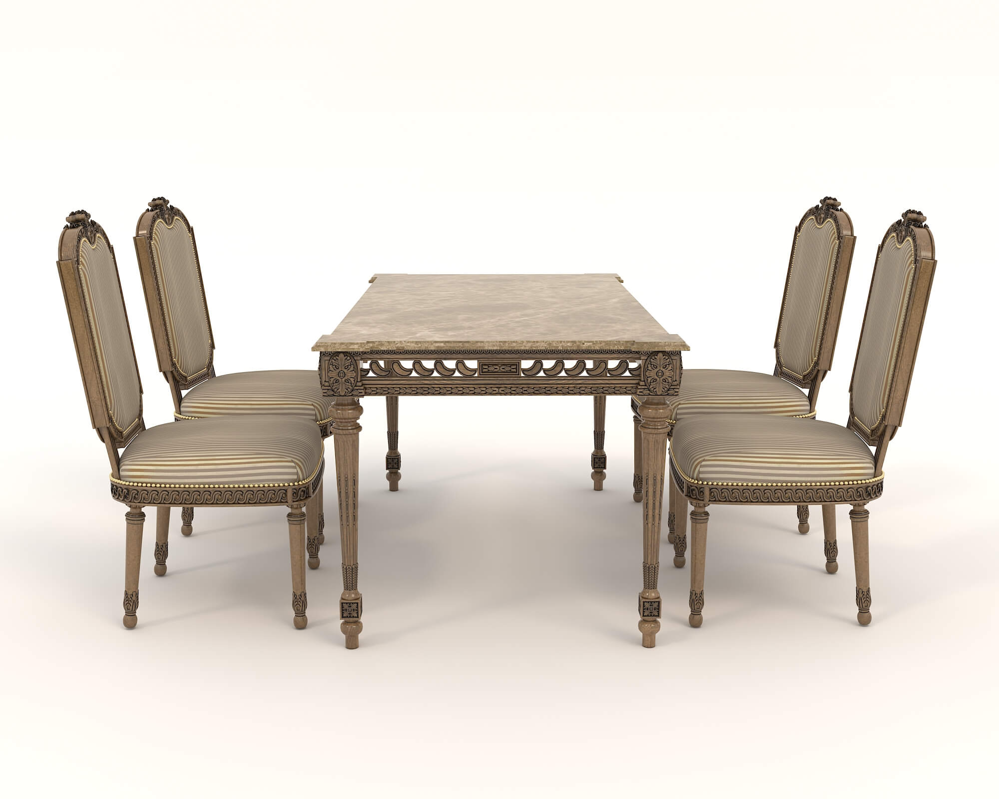 Classic Dining Table and Chairs 25 - 3D Model by nhattuankts