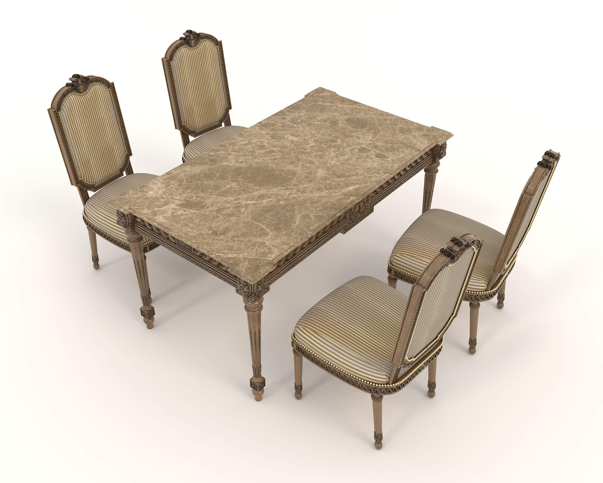 Classic Dining Table and Chairs 25 - 3D Model by nhattuankts
