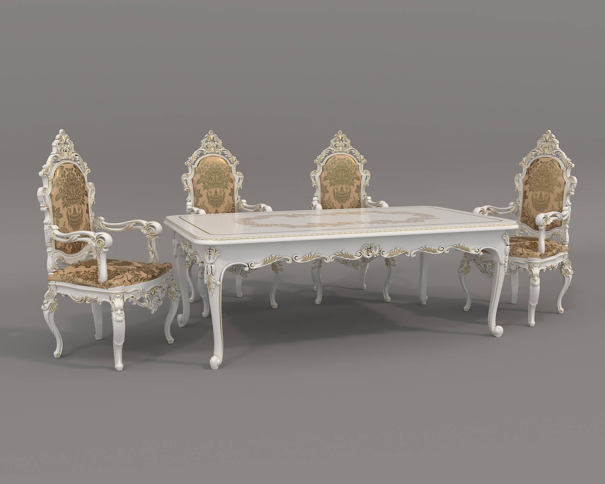 Classic Dining Table and Chairs 26 - 3D Model by nhattuankts