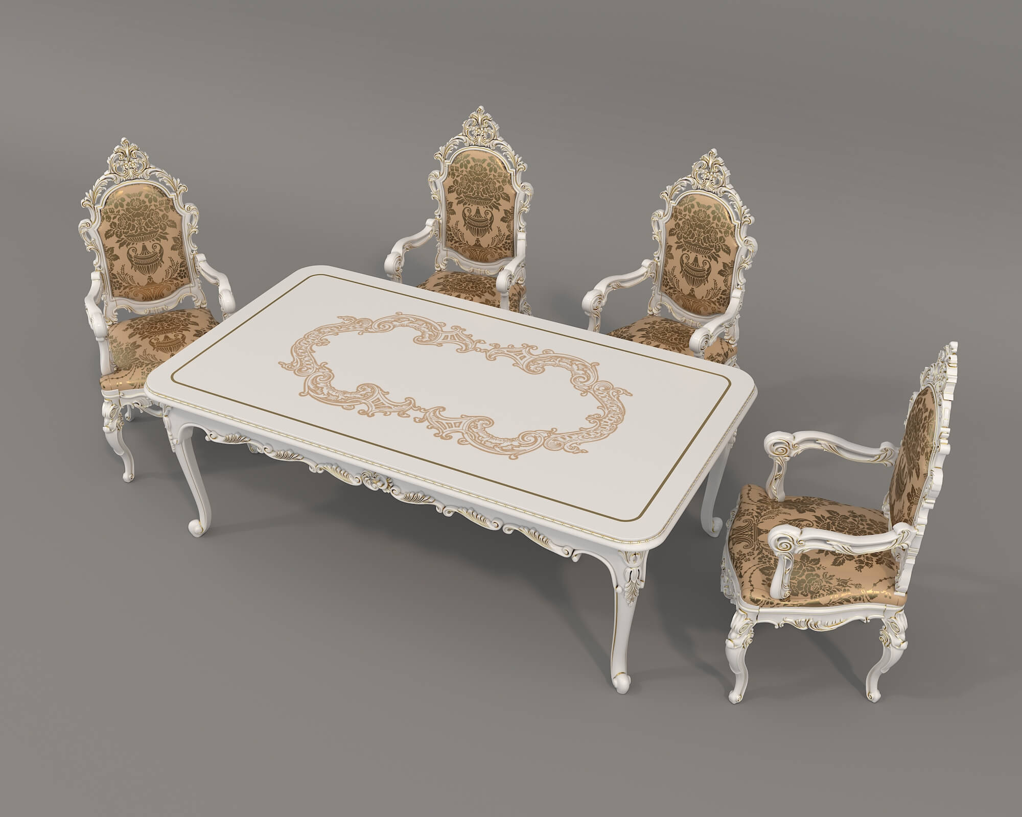 Classic Dining Table and Chairs 26 - 3D Model by nhattuankts