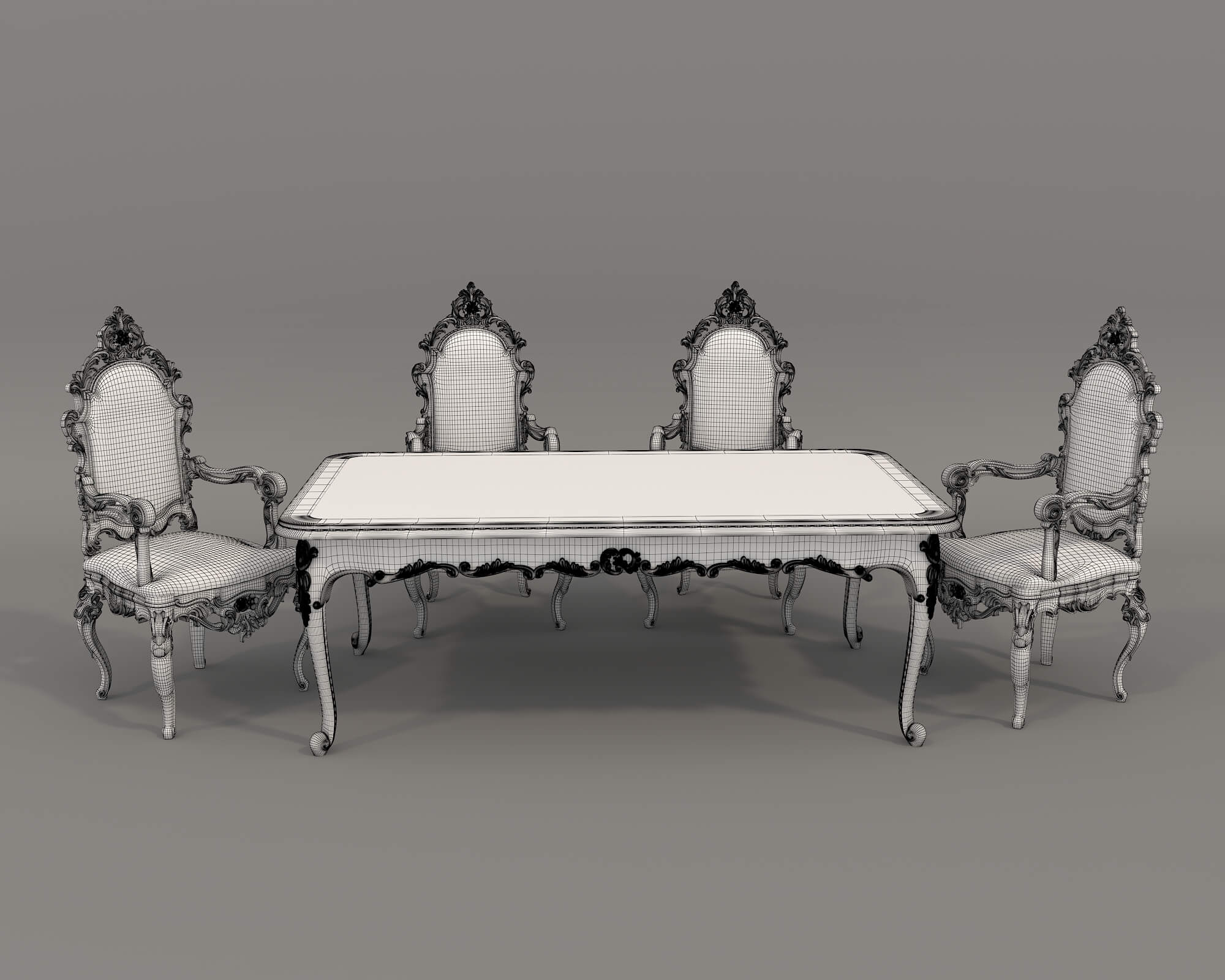 Classic Dining Table and Chairs 26 - 3D Model by nhattuankts