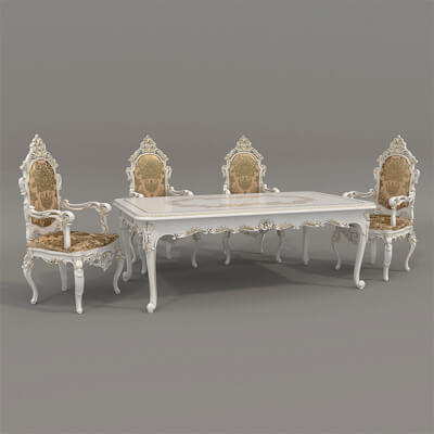 Classic Dining Table and Chairs 26 - 3D Model by nhattuankts