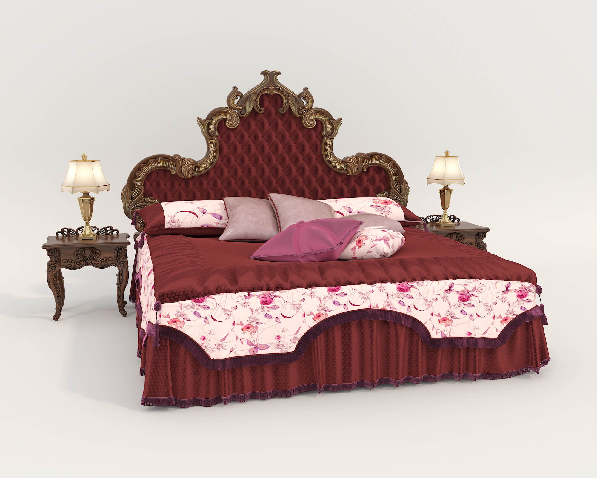 Classic European Style Bed Set 54 - 3D Model by nhattuankts