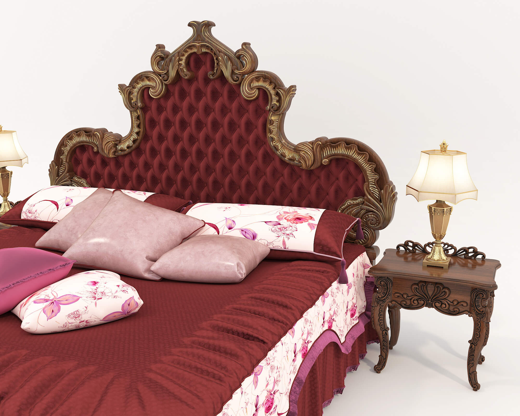 Classic European Style Bed Set 54 - 3D Model by nhattuankts