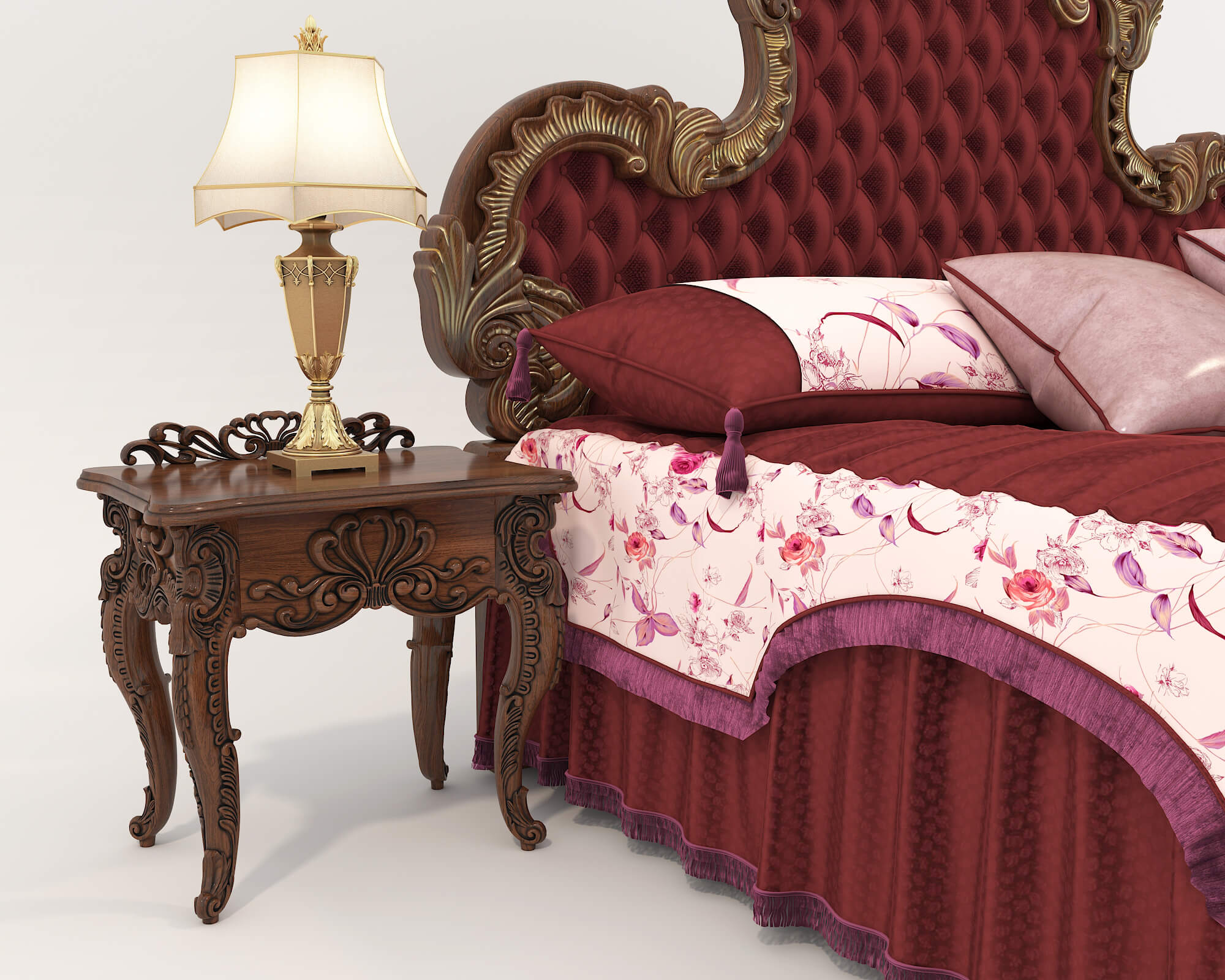 Classic European Style Bed Set 54 - 3D Model by nhattuankts
