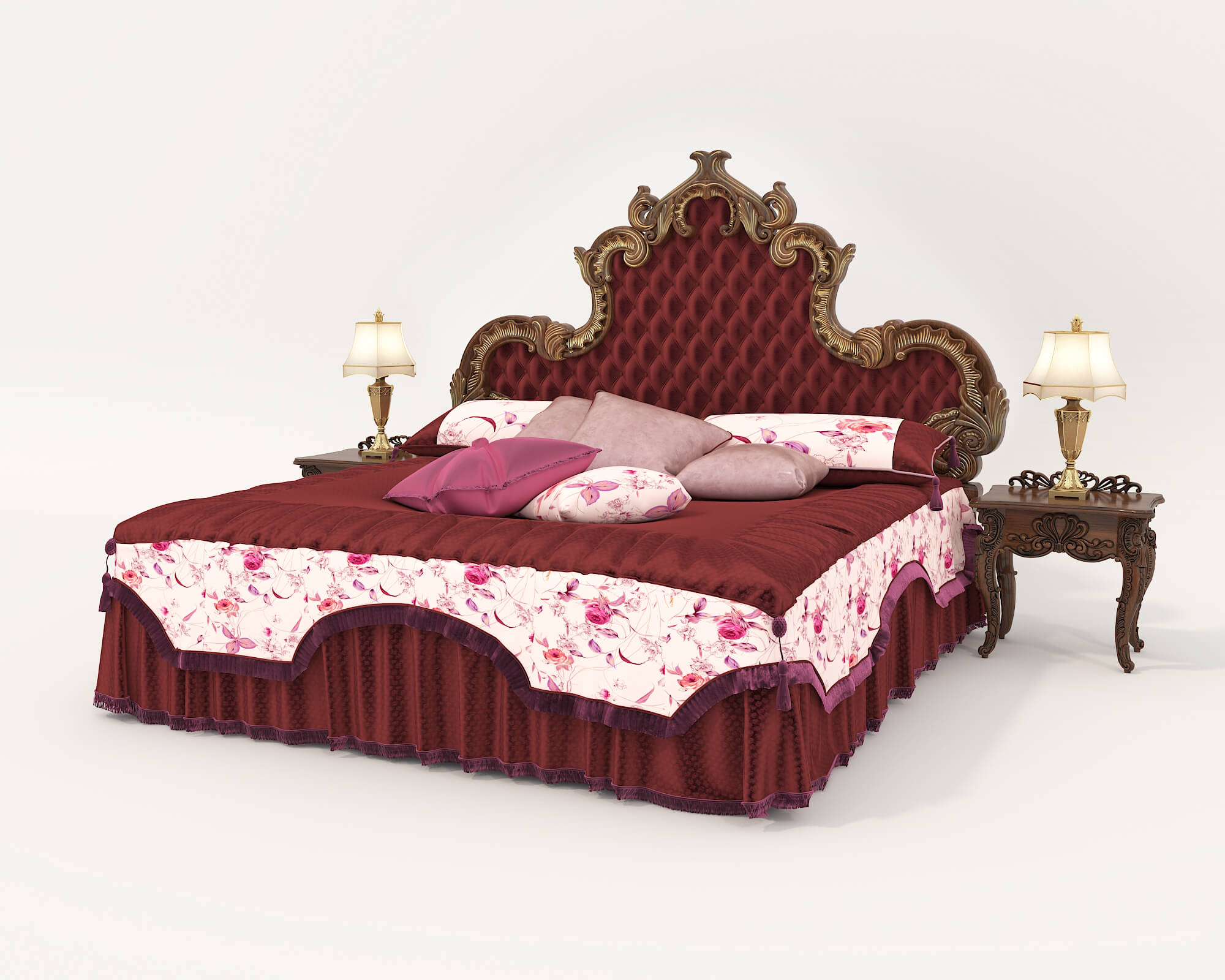 Classic European Style Bed Set 54 - 3D Model by nhattuankts