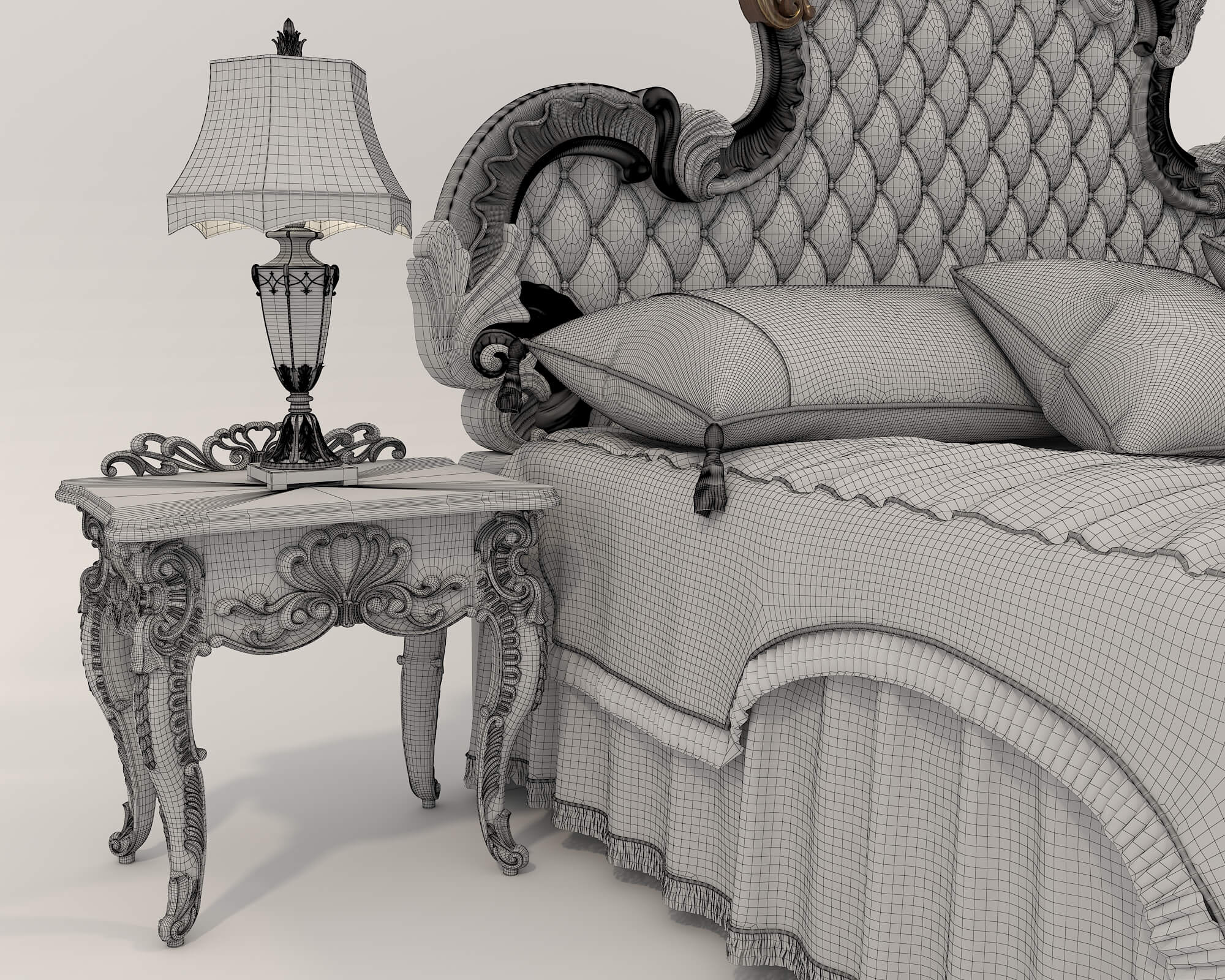 Classic European Style Bed Set 54 - 3D Model by nhattuankts