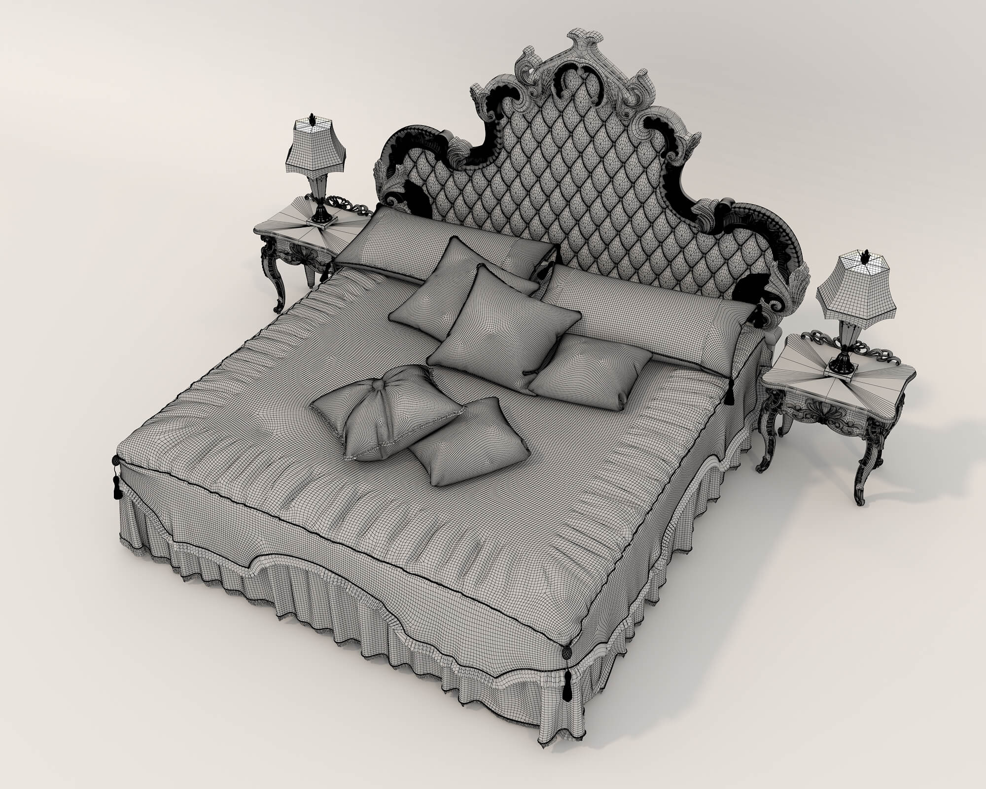 Classic European Style Bed Set 54 - 3D Model by nhattuankts
