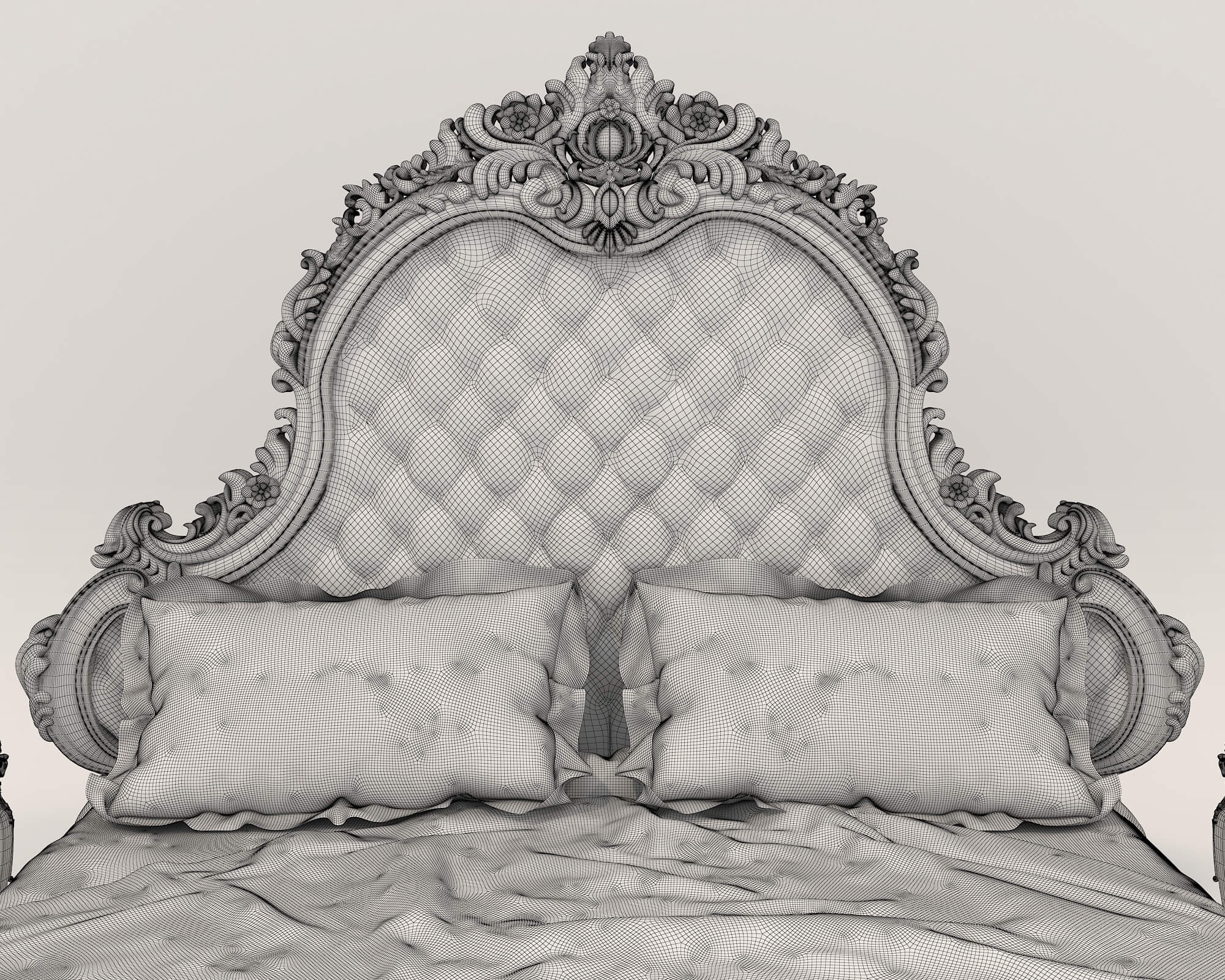 Classic European Style Bed Set 55 - 3D Model by nhattuankts
