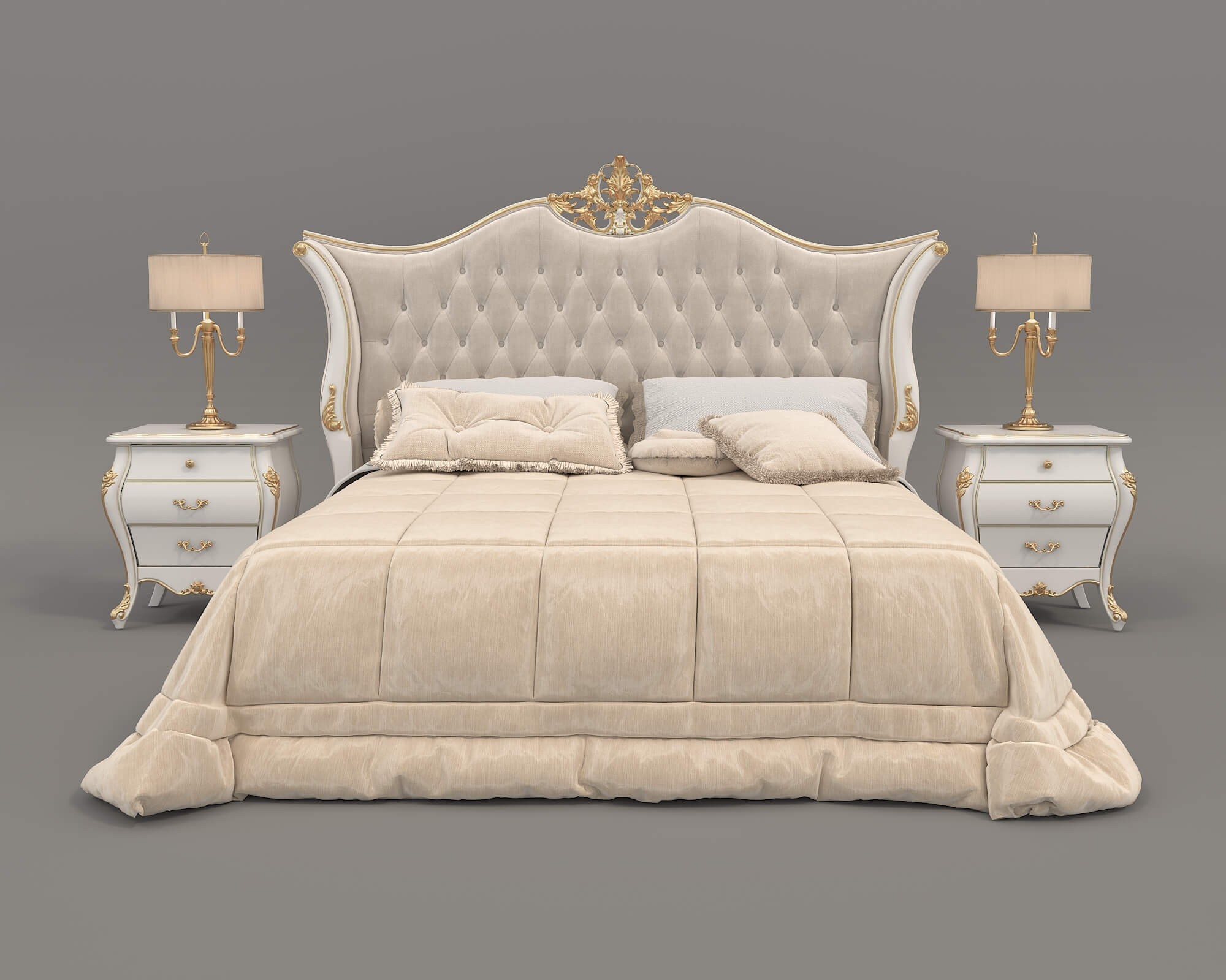 Classic European Style Bed Set 56 - 3D Model by nhattuankts