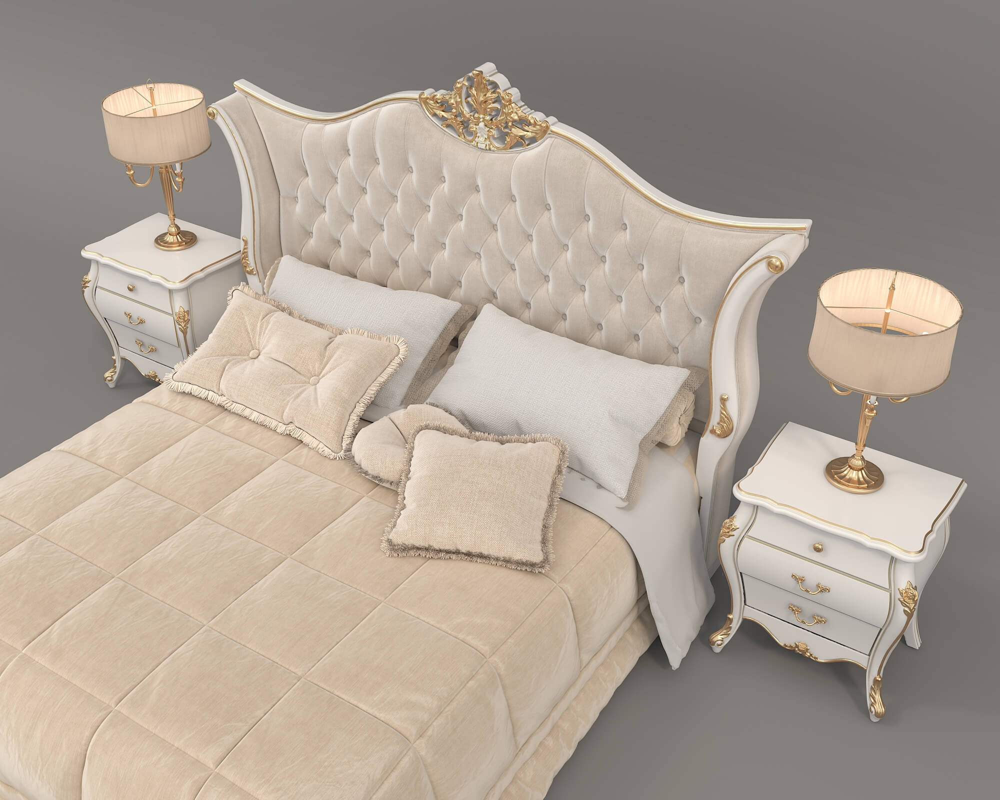 Classic European Style Bed Set 56 - 3D Model by nhattuankts