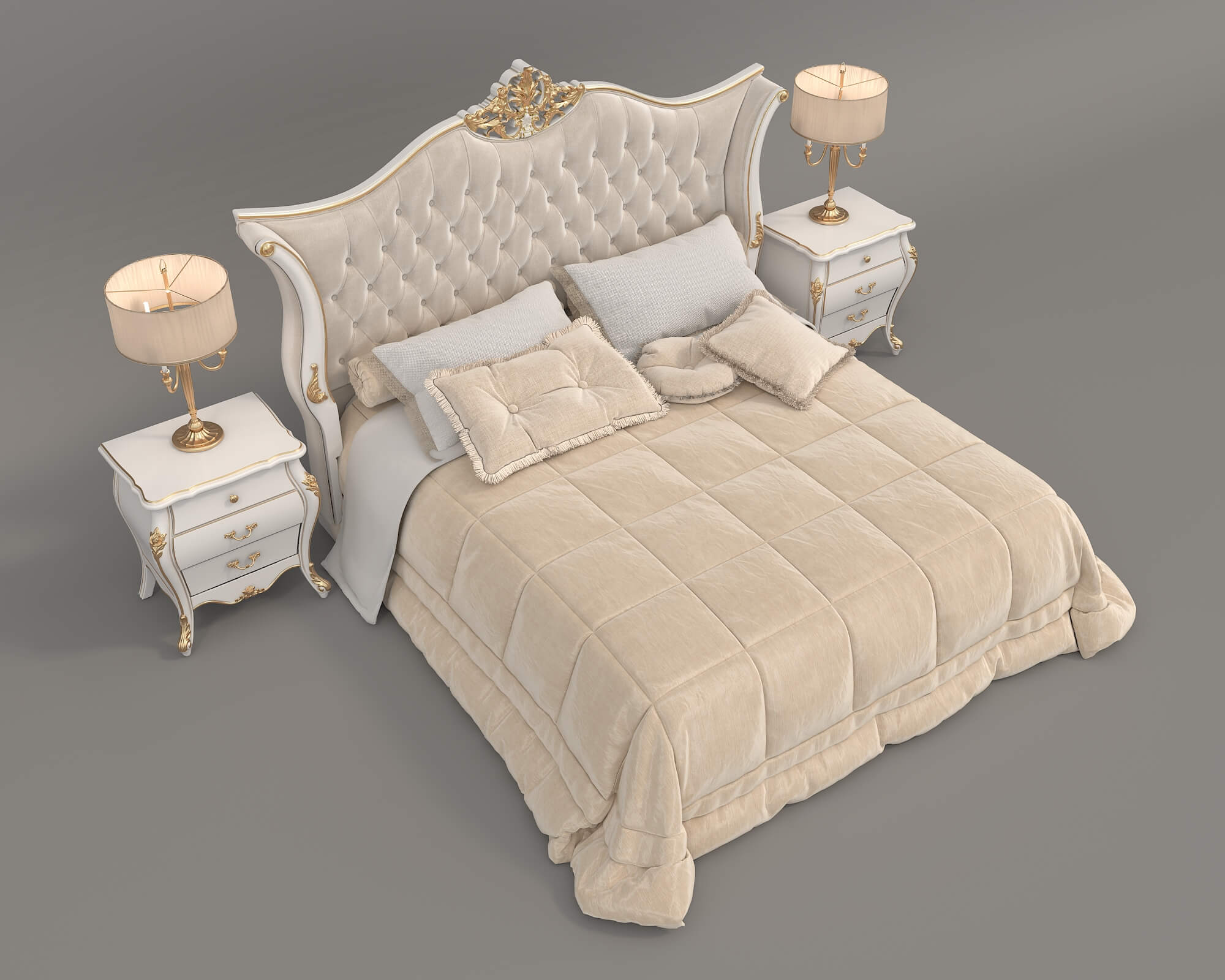 Classic European Style Bed Set 56 - 3D Model by nhattuankts