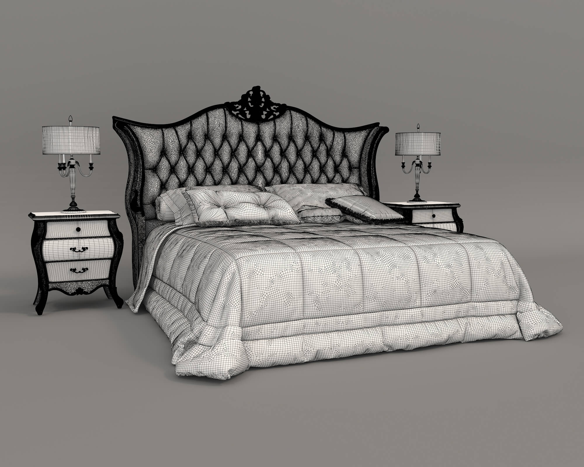 Classic European Style Bed Set 56 - 3D Model by nhattuankts