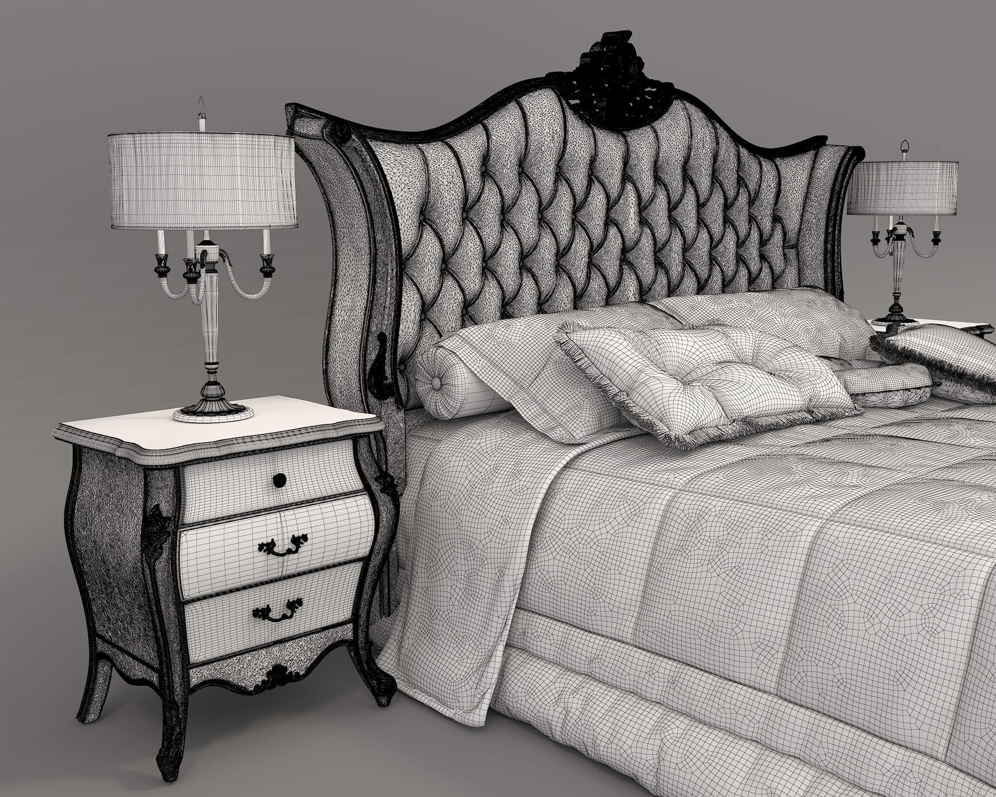 Classic European Style Bed Set 56 - 3D Model by nhattuankts