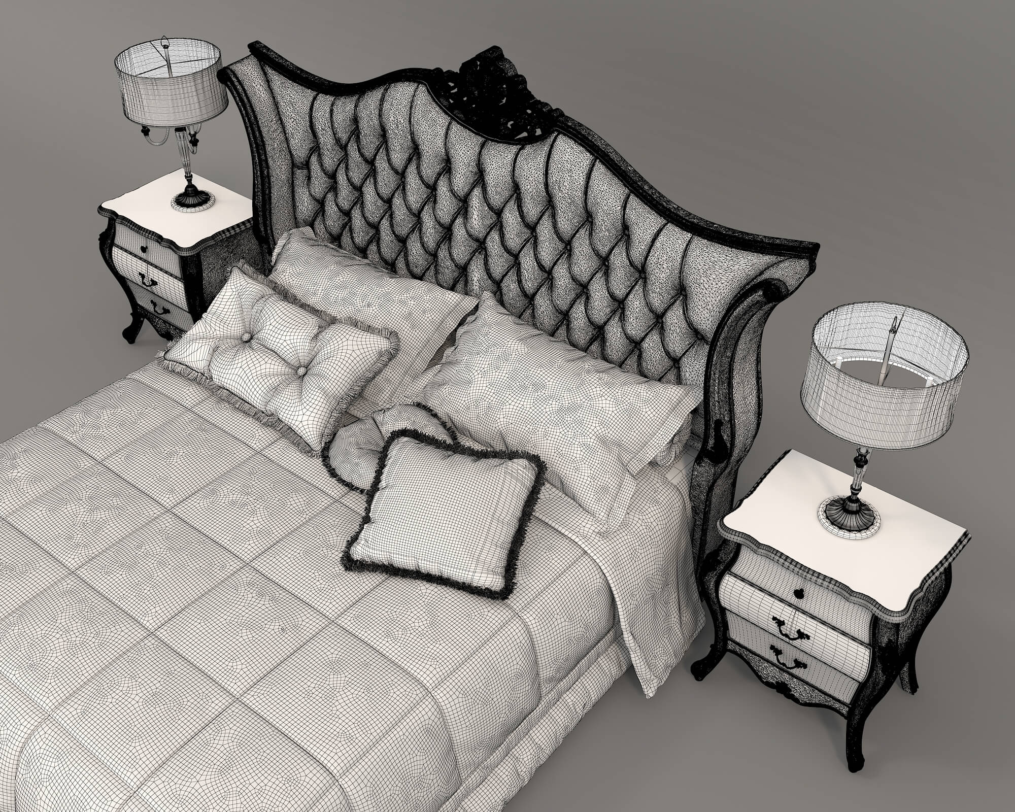 Classic European Style Bed Set 56 - 3D Model by nhattuankts