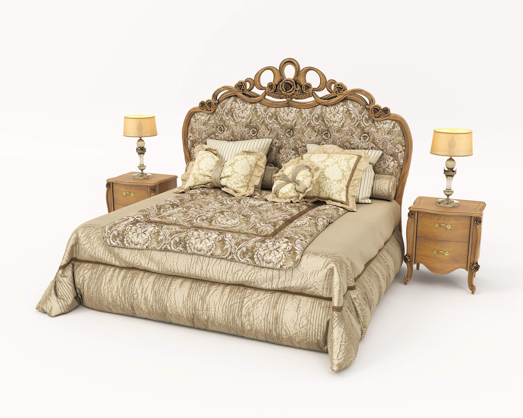 Classic European Style Bed Set 57 - 3D Model by nhattuankts