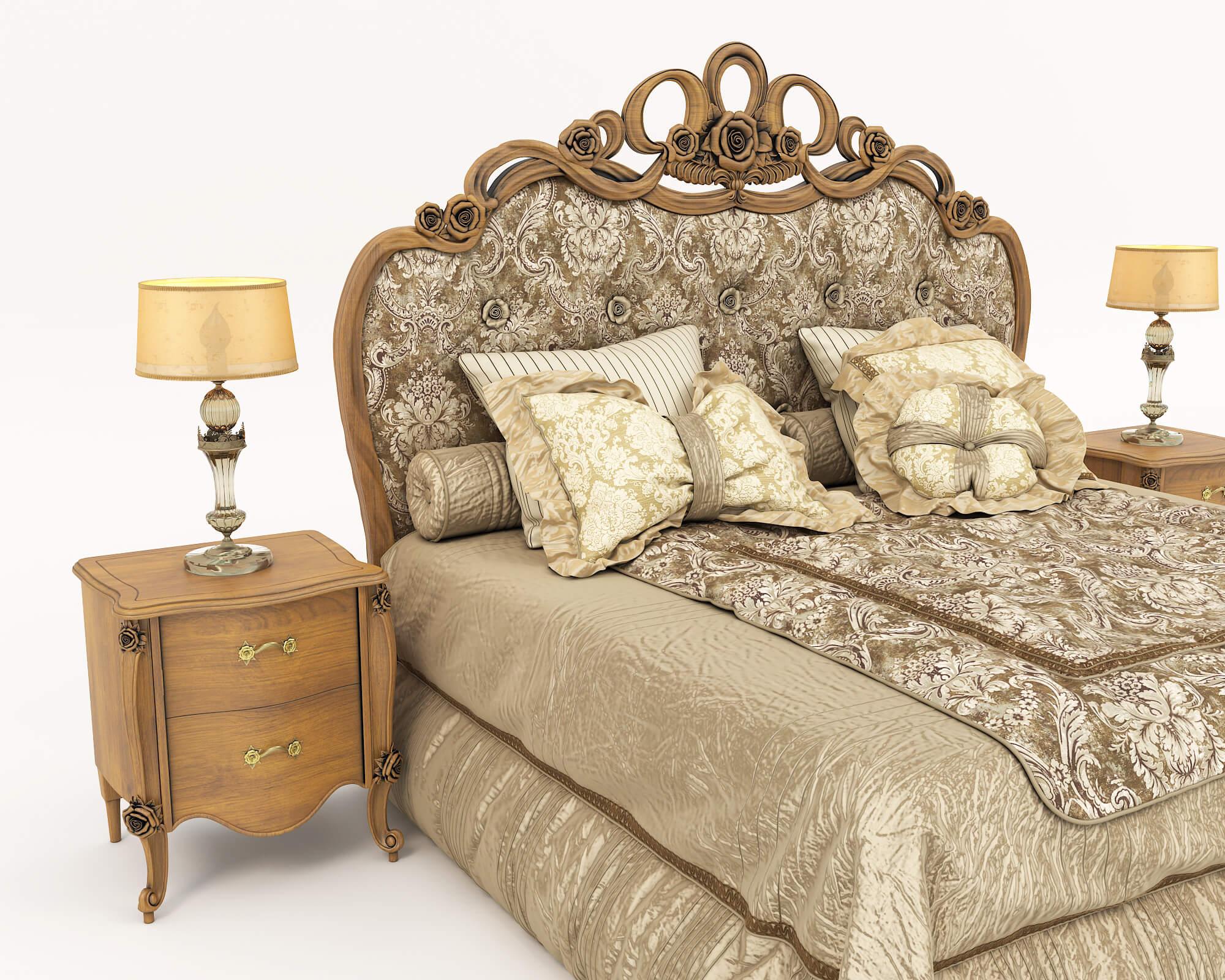 Classic European Style Bed Set 57 - 3D Model by nhattuankts