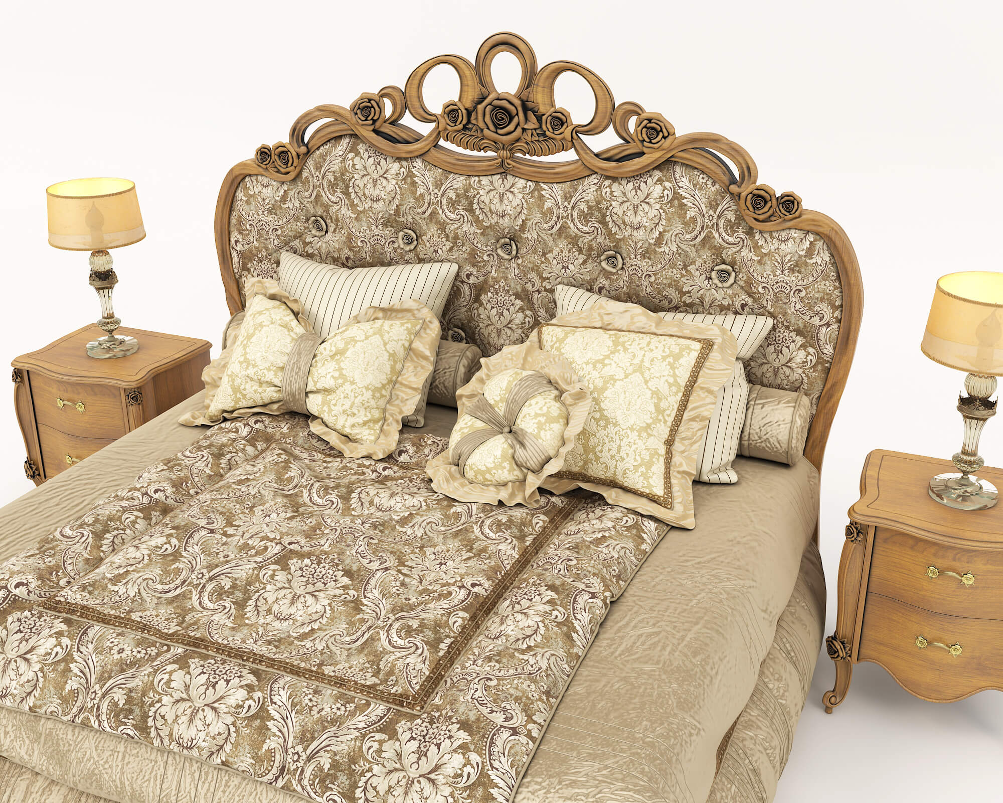 Classic European Style Bed Set 57 - 3D Model by nhattuankts