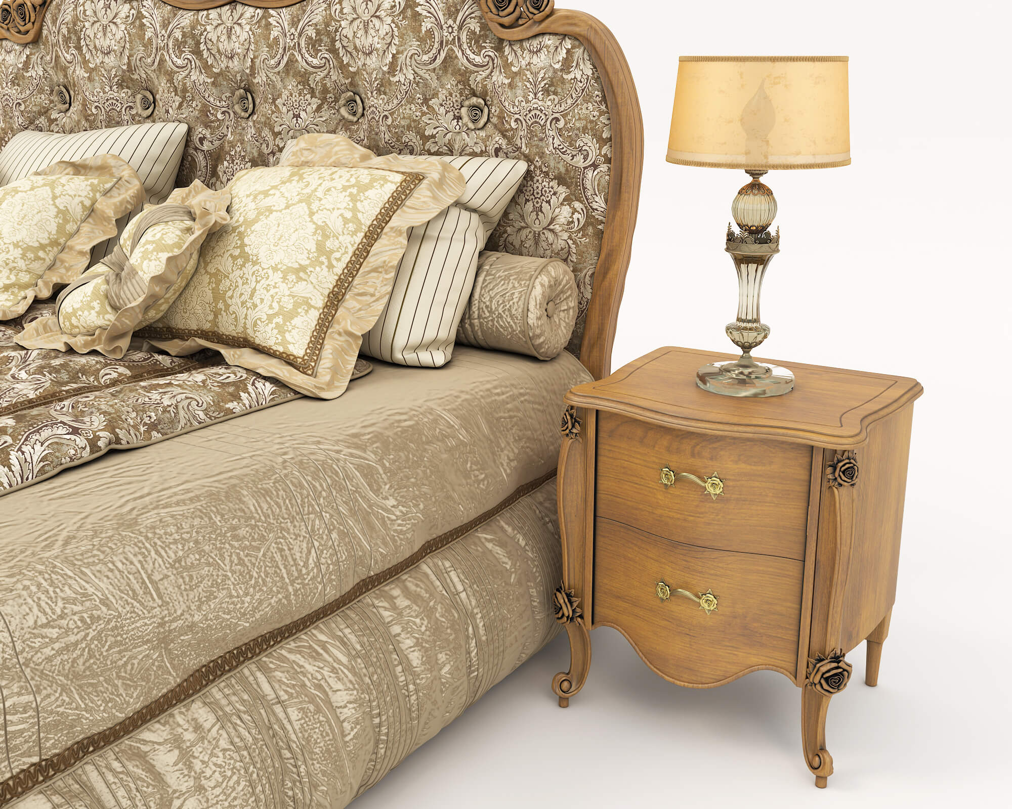 Classic European Style Bed Set 57 - 3D Model by nhattuankts