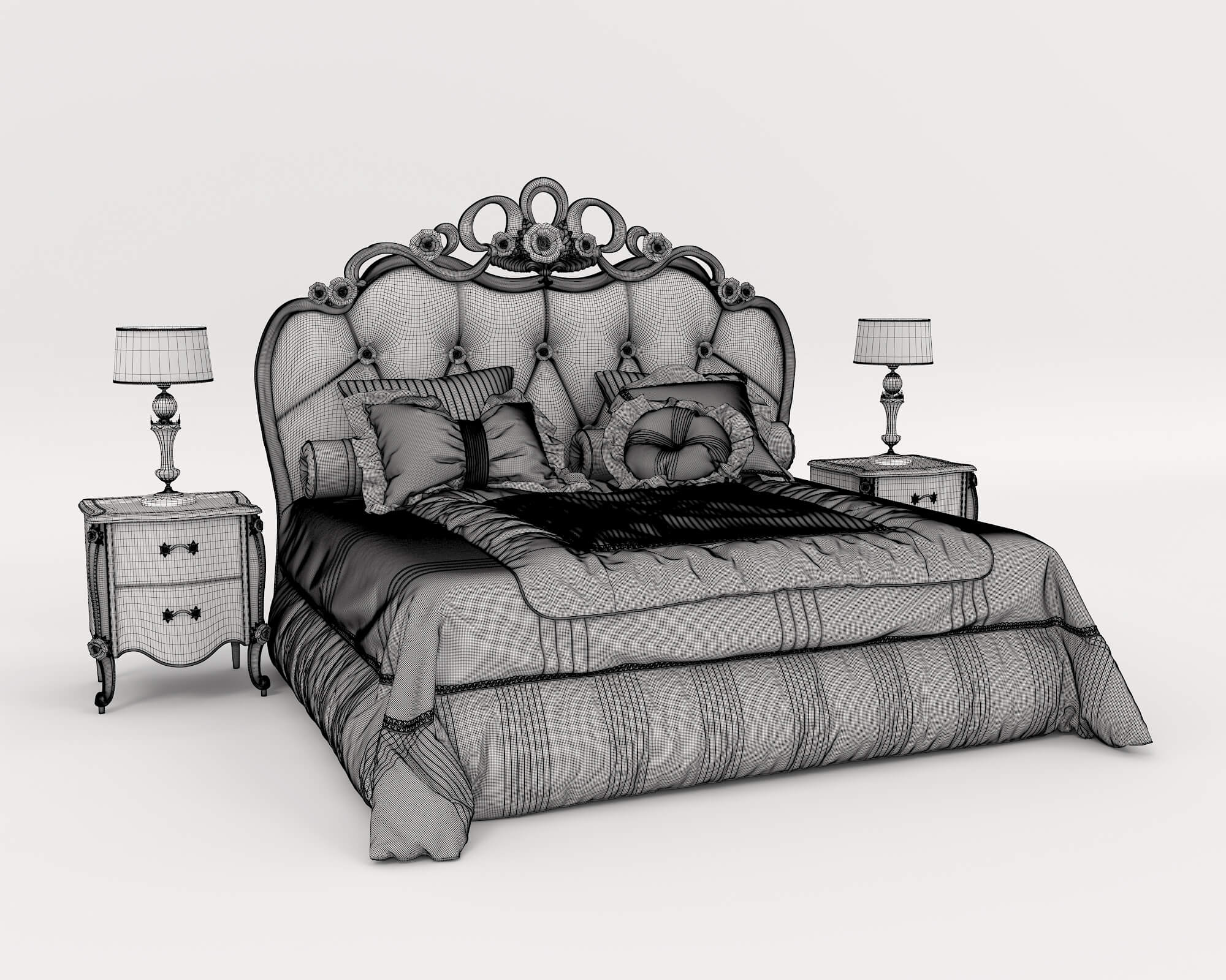 Classic European Style Bed Set 57 - 3D Model by nhattuankts