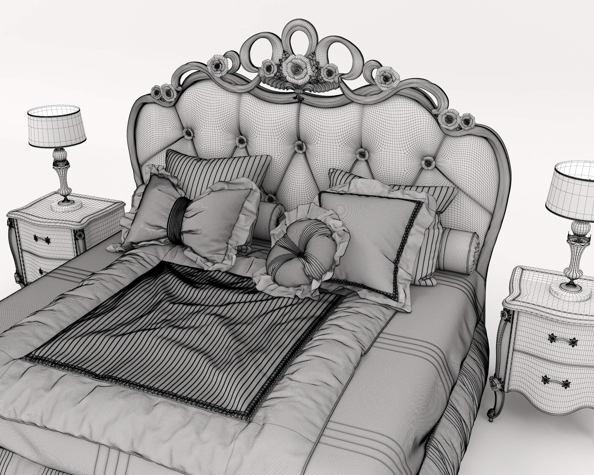 Classic European Style Bed Set 57 - 3D Model by nhattuankts