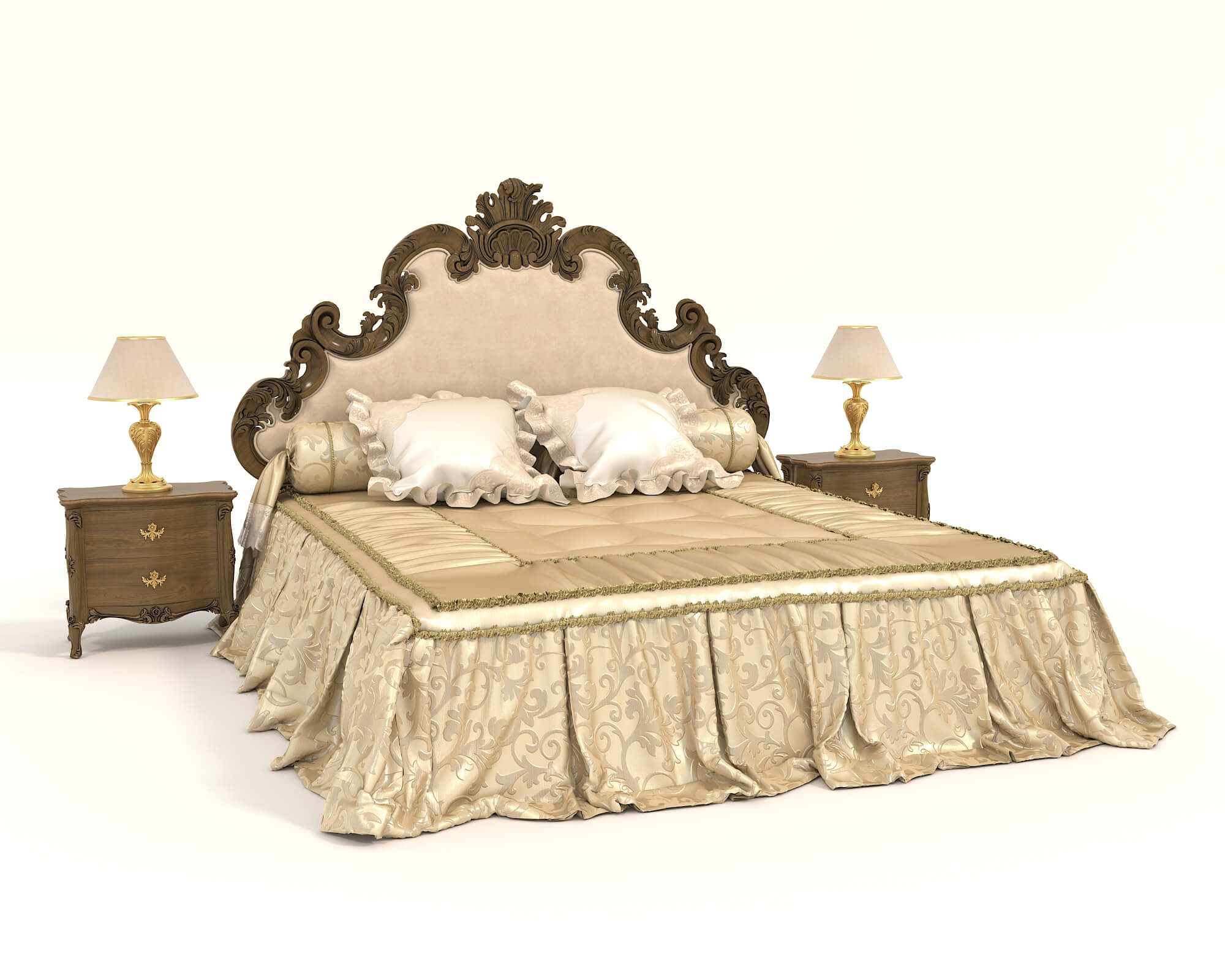 Classic European Style Bed Set 58 - 3D Model by nhattuankts