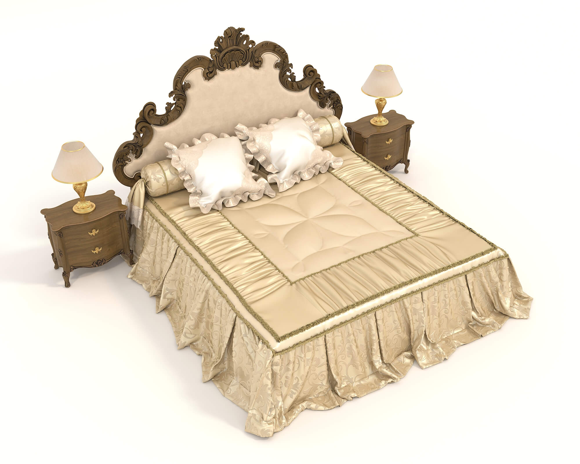 Classic European Style Bed Set 58 - 3D Model by nhattuankts