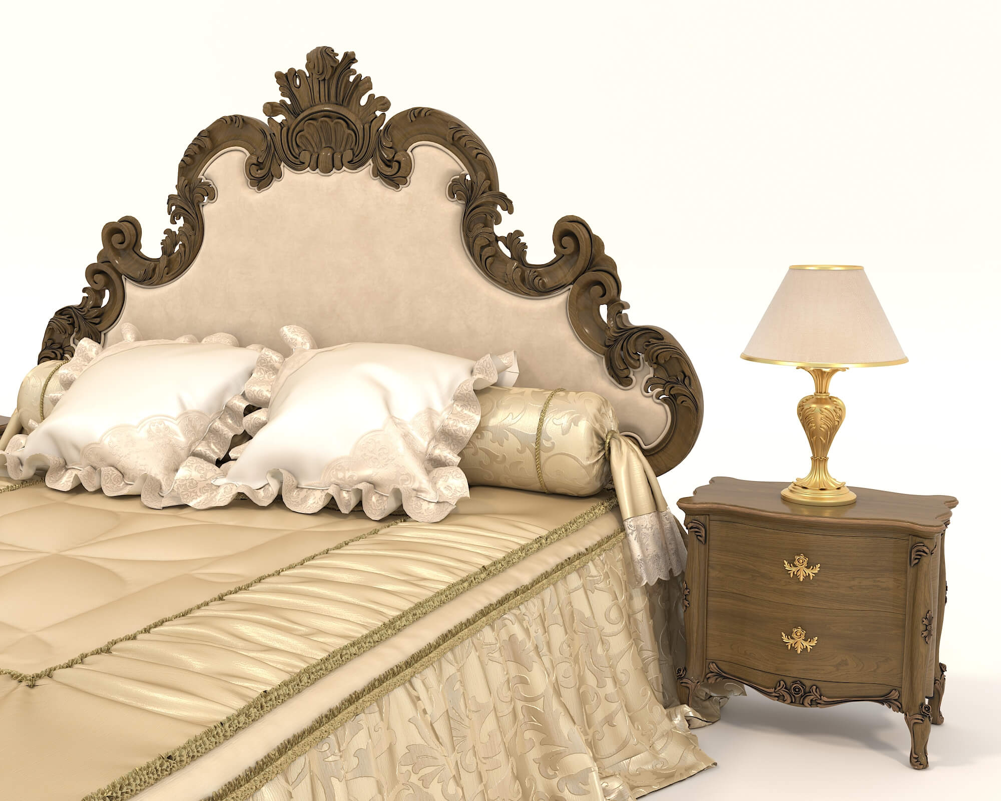 Classic European Style Bed Set 58 - 3D Model by nhattuankts