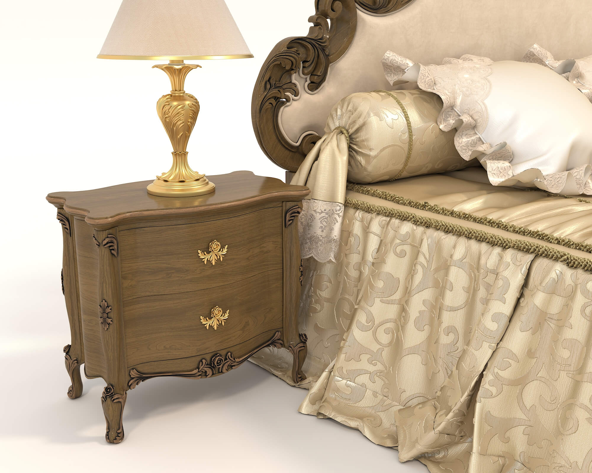 Classic European Style Bed Set 58 - 3D Model by nhattuankts