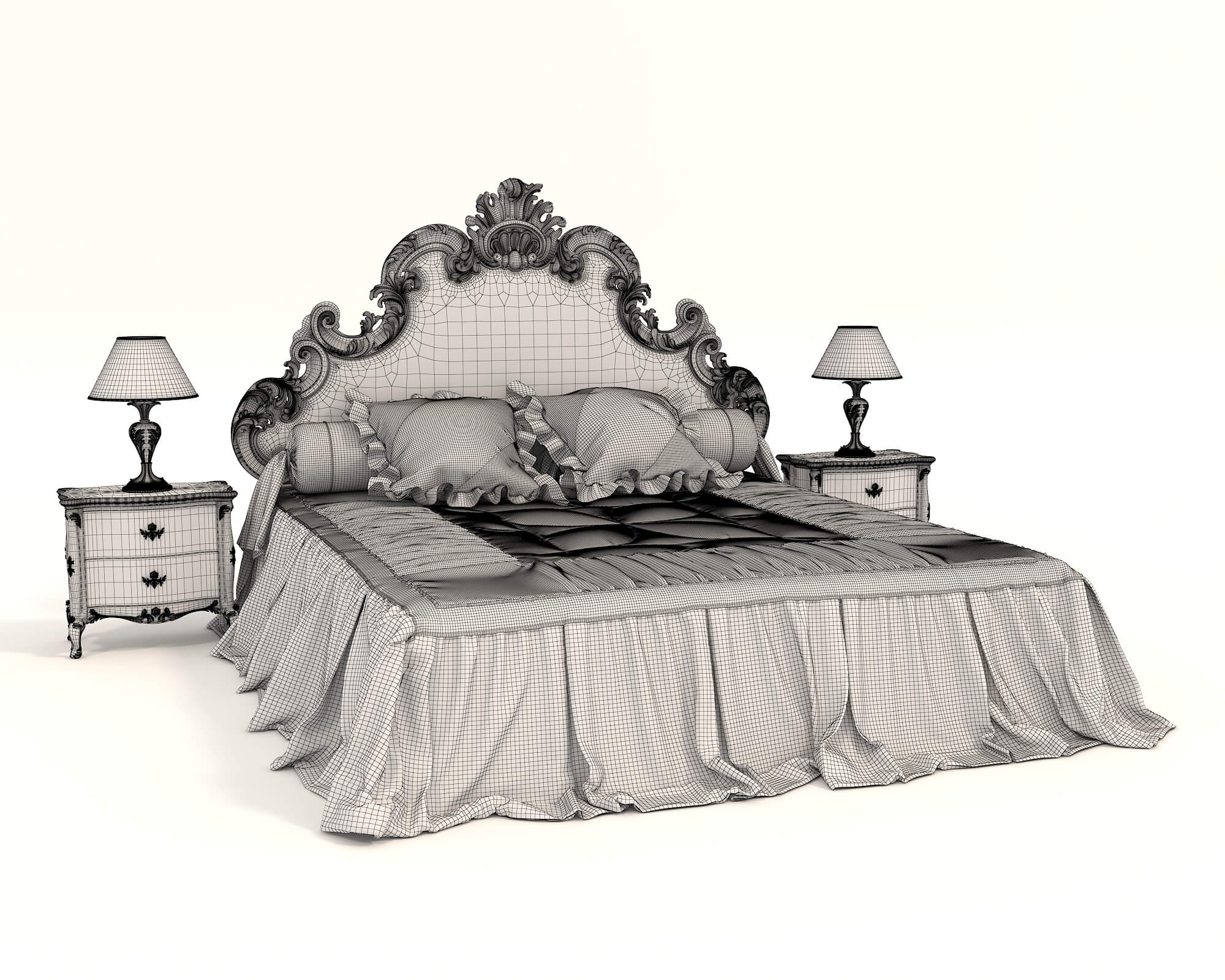 Classic European Style Bed Set 58 - 3D Model by nhattuankts