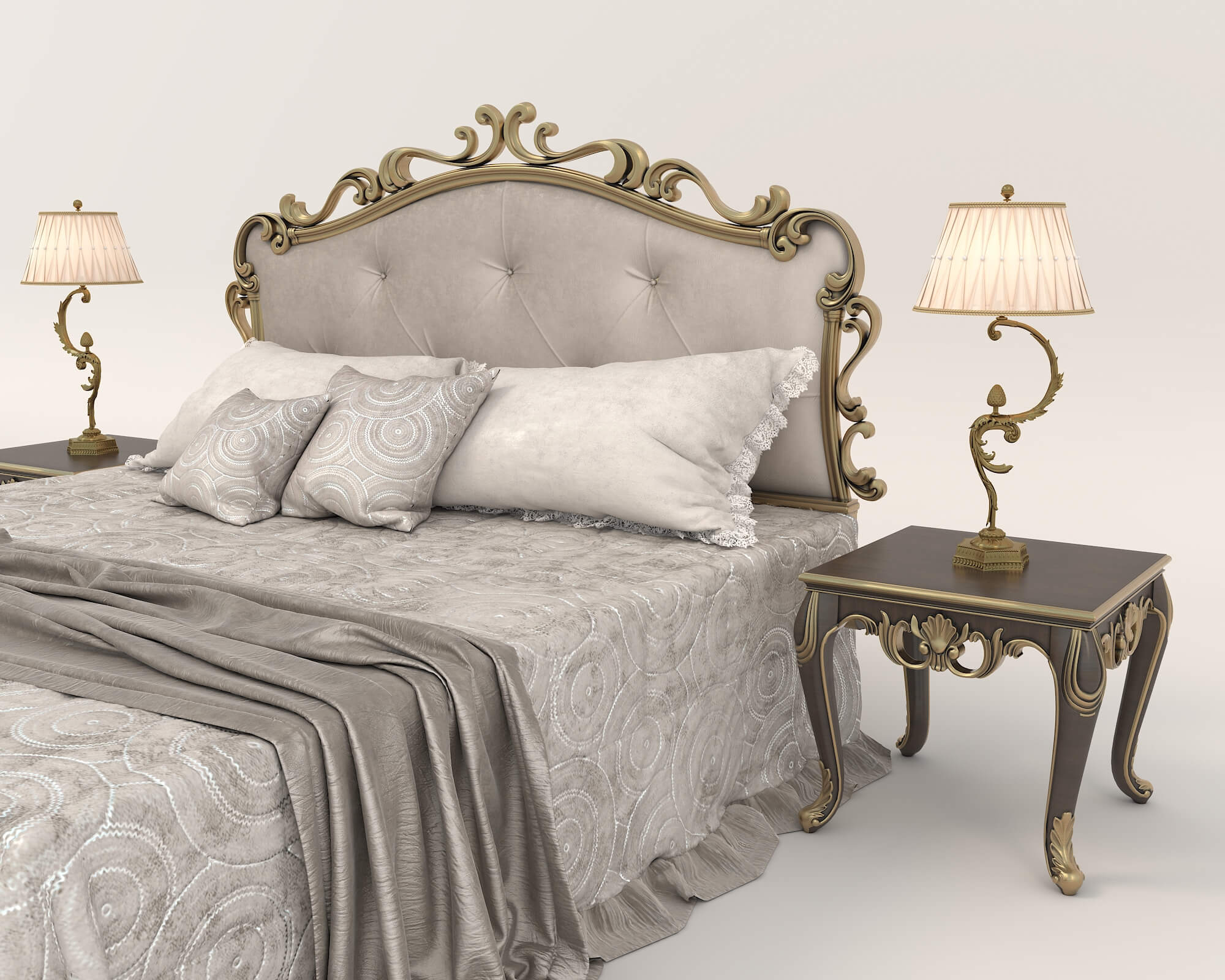 Classic European Style Bed Set 58 - 3D Model by nhattuankts