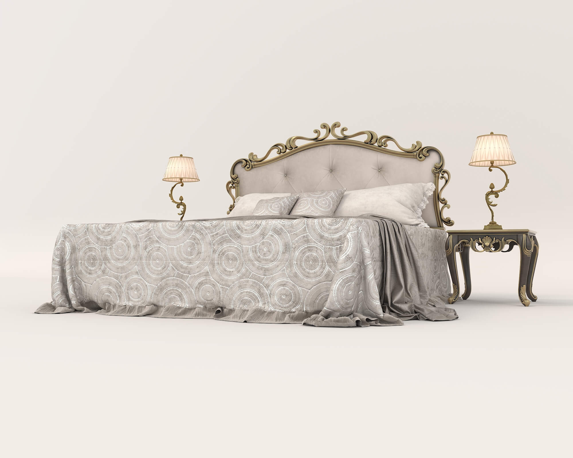 Classic European Style Bed Set 58 - 3D Model by nhattuankts