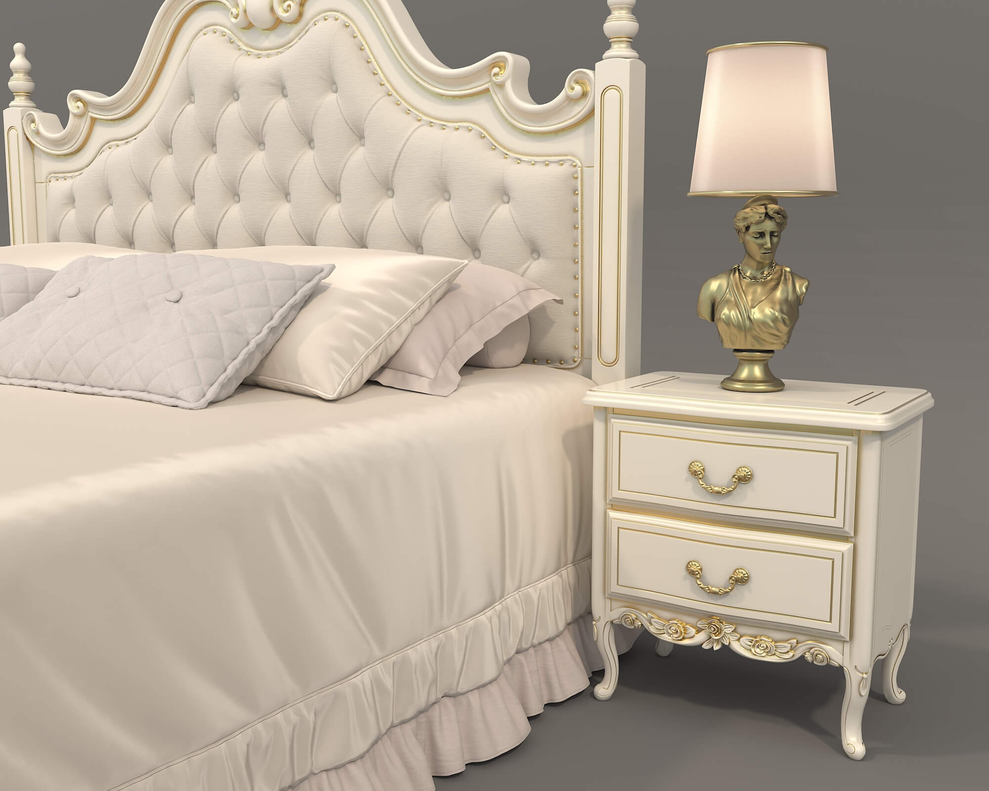 Classic European Style Bed Set 60 - 3D Model by nhattuankts