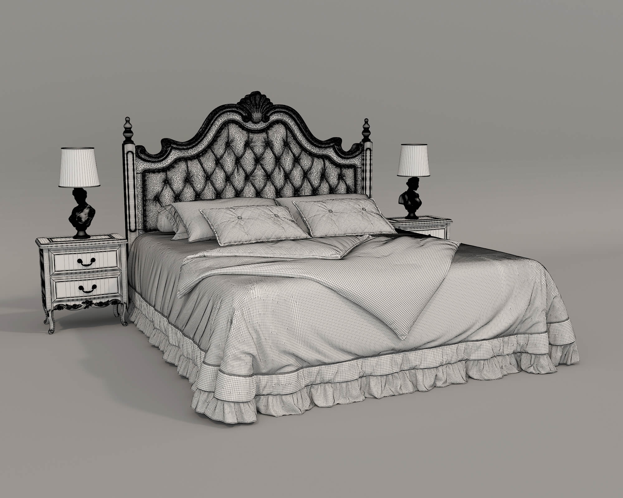 Classic European Style Bed Set 60 - 3D Model by nhattuankts