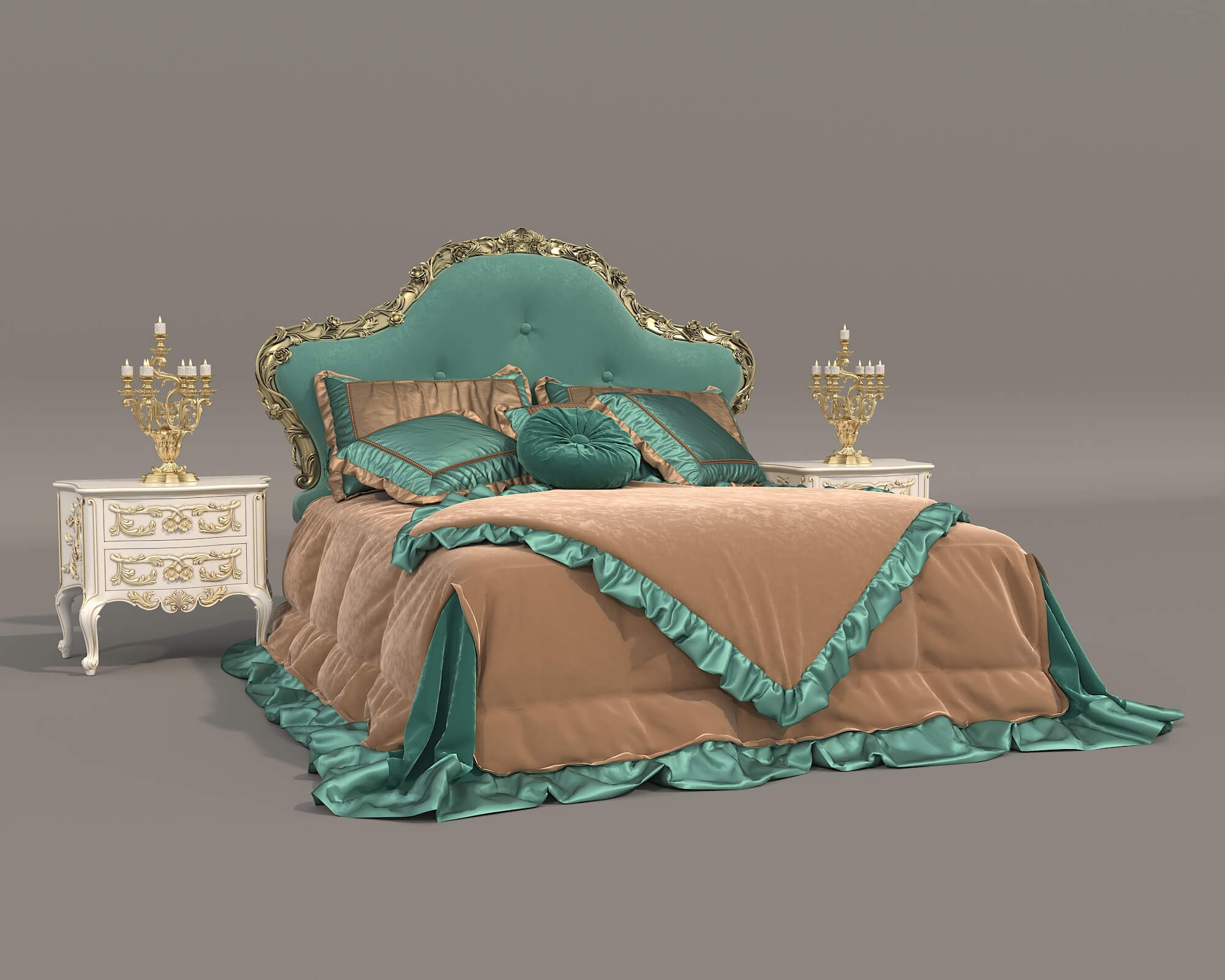 Classic European Style Bed Set 61 - 3D Model by nhattuankts