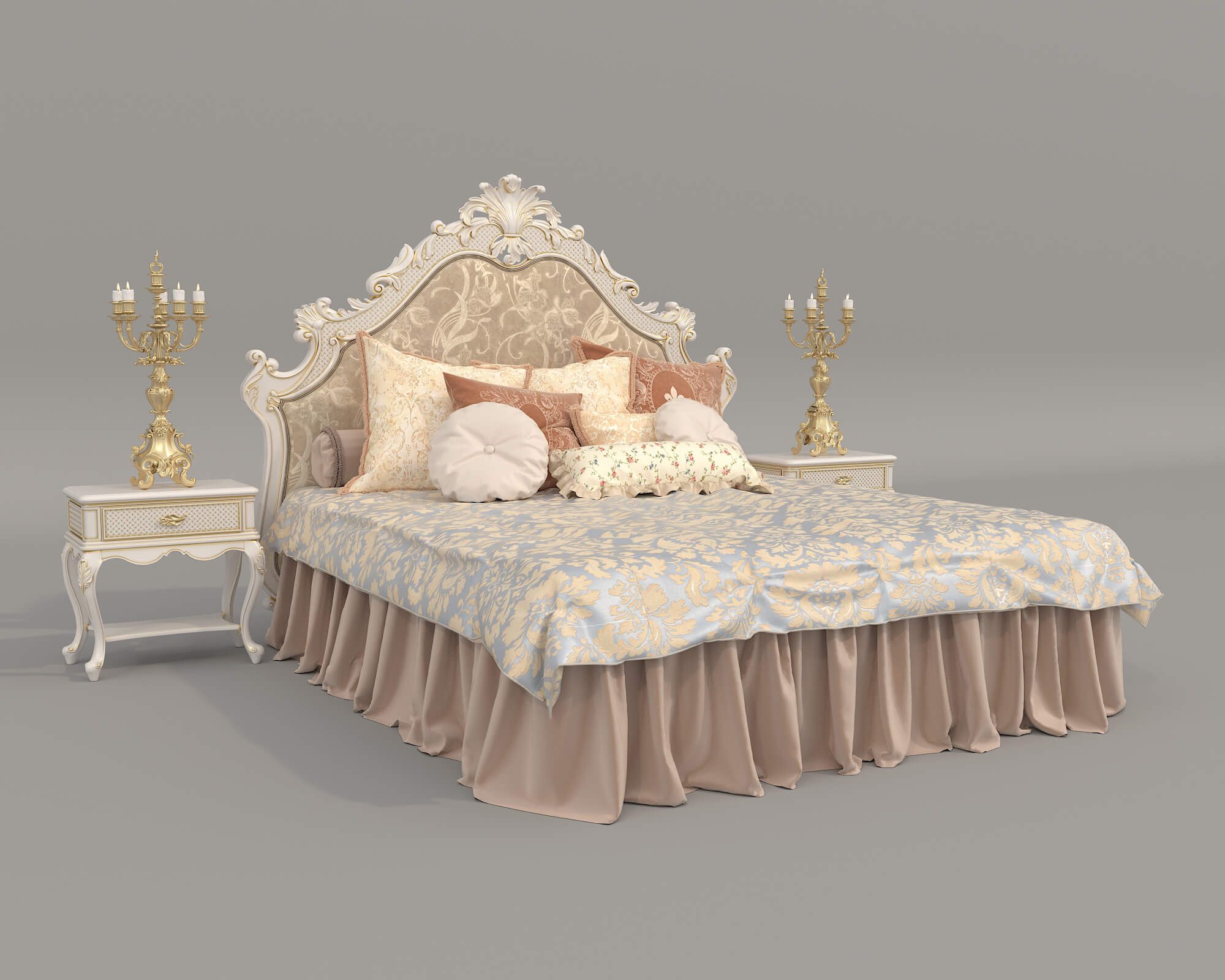 Classic European Style Bed Set 62 - 3D Model by nhattuankts