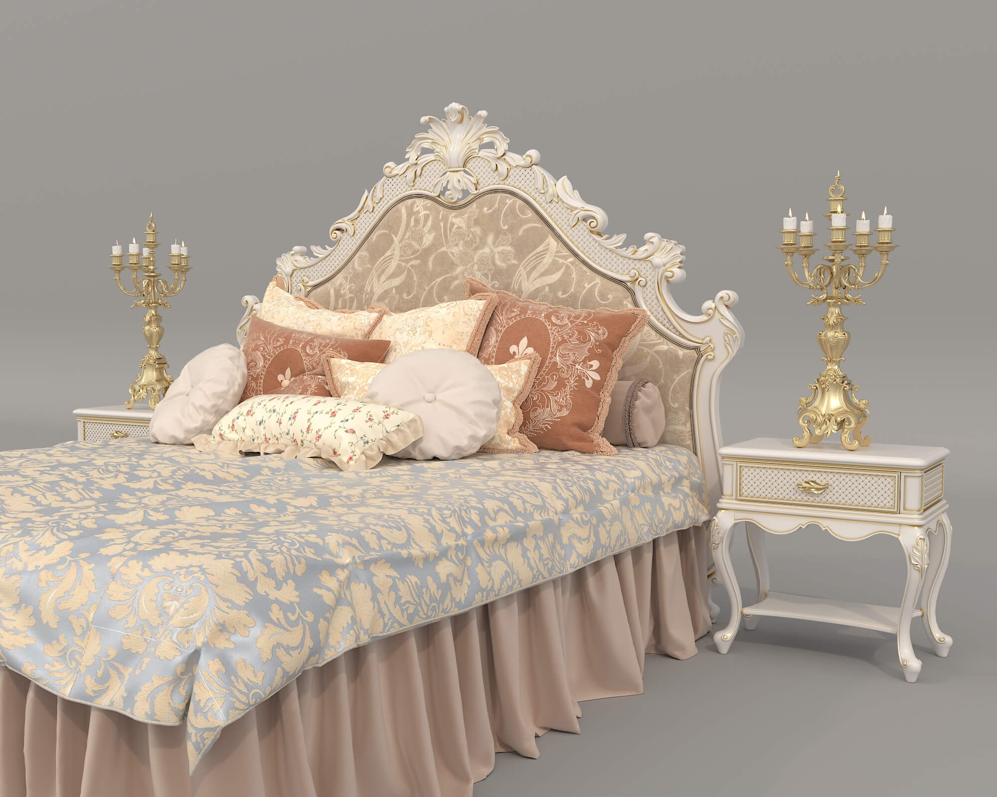 Classic European Style Bed Set 62 - 3D Model by nhattuankts
