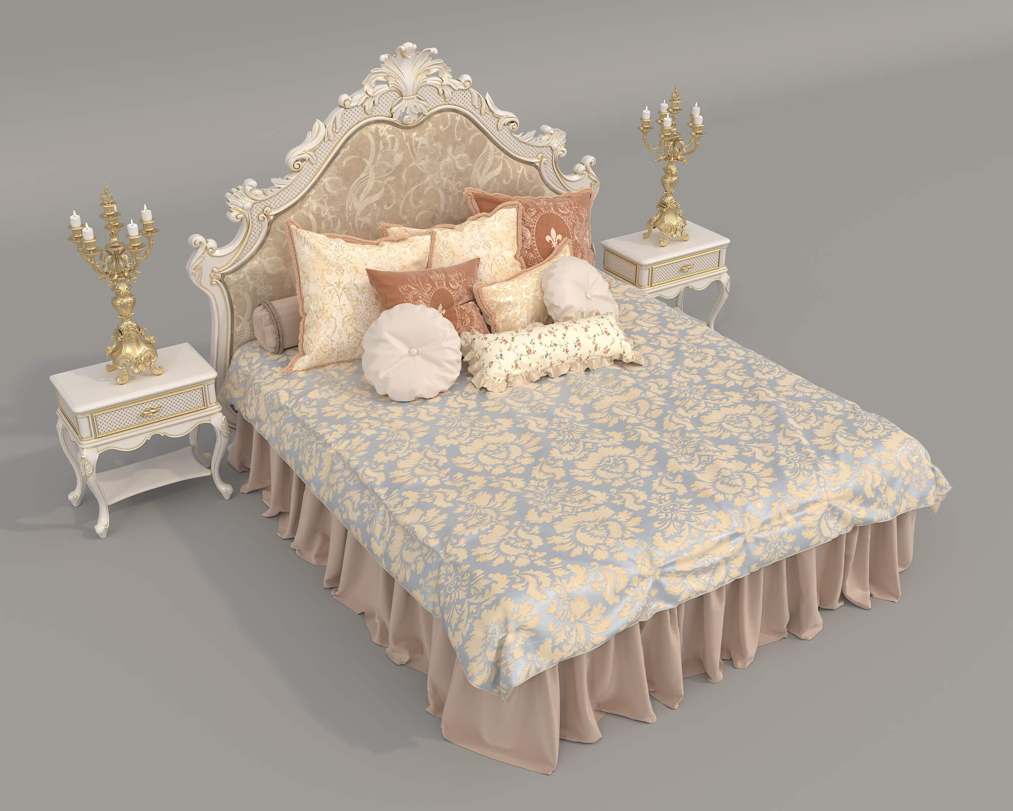 Classic European Style Bed Set 62 - 3D Model by nhattuankts