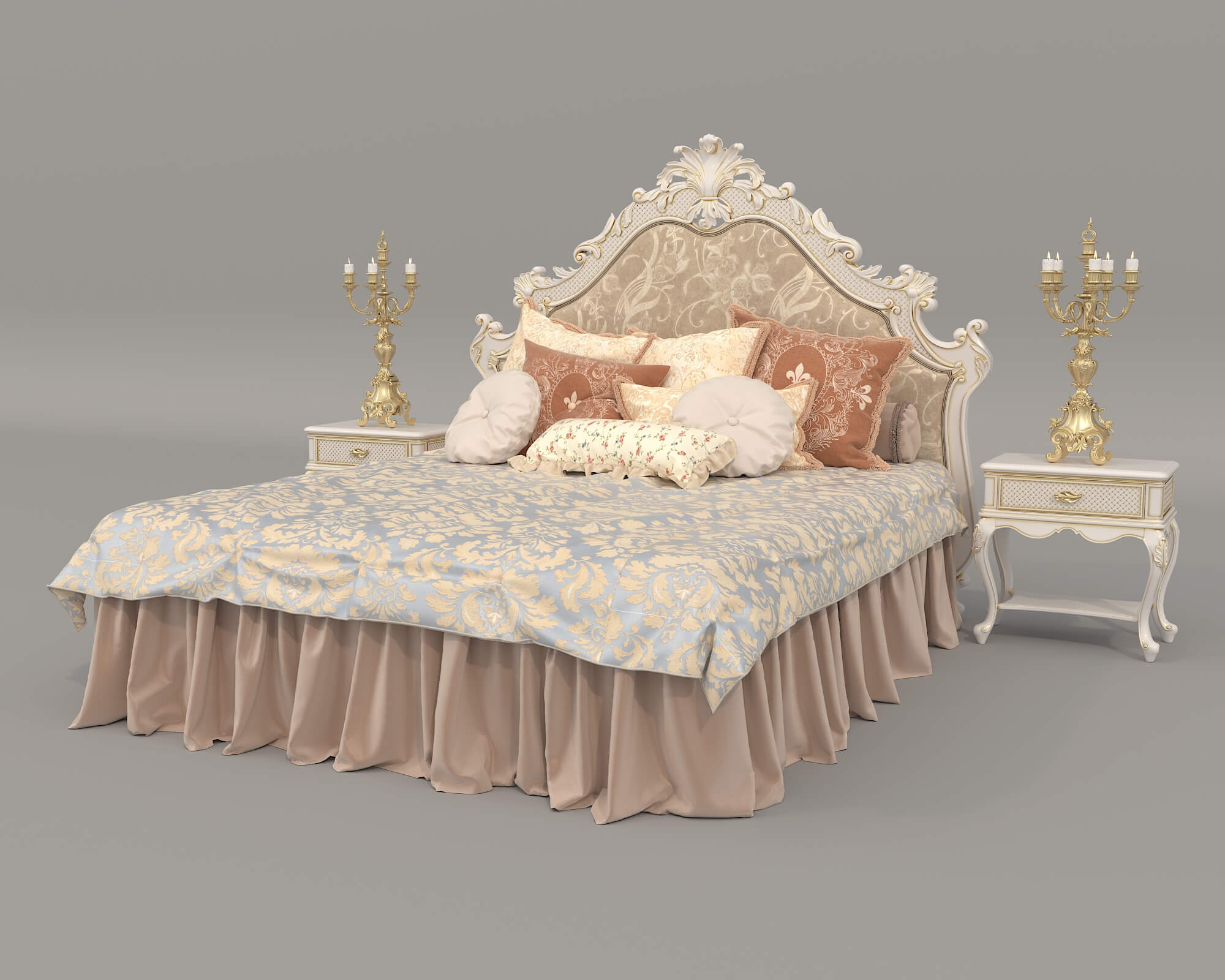 Classic European Style Bed Set 62 - 3D Model by nhattuankts
