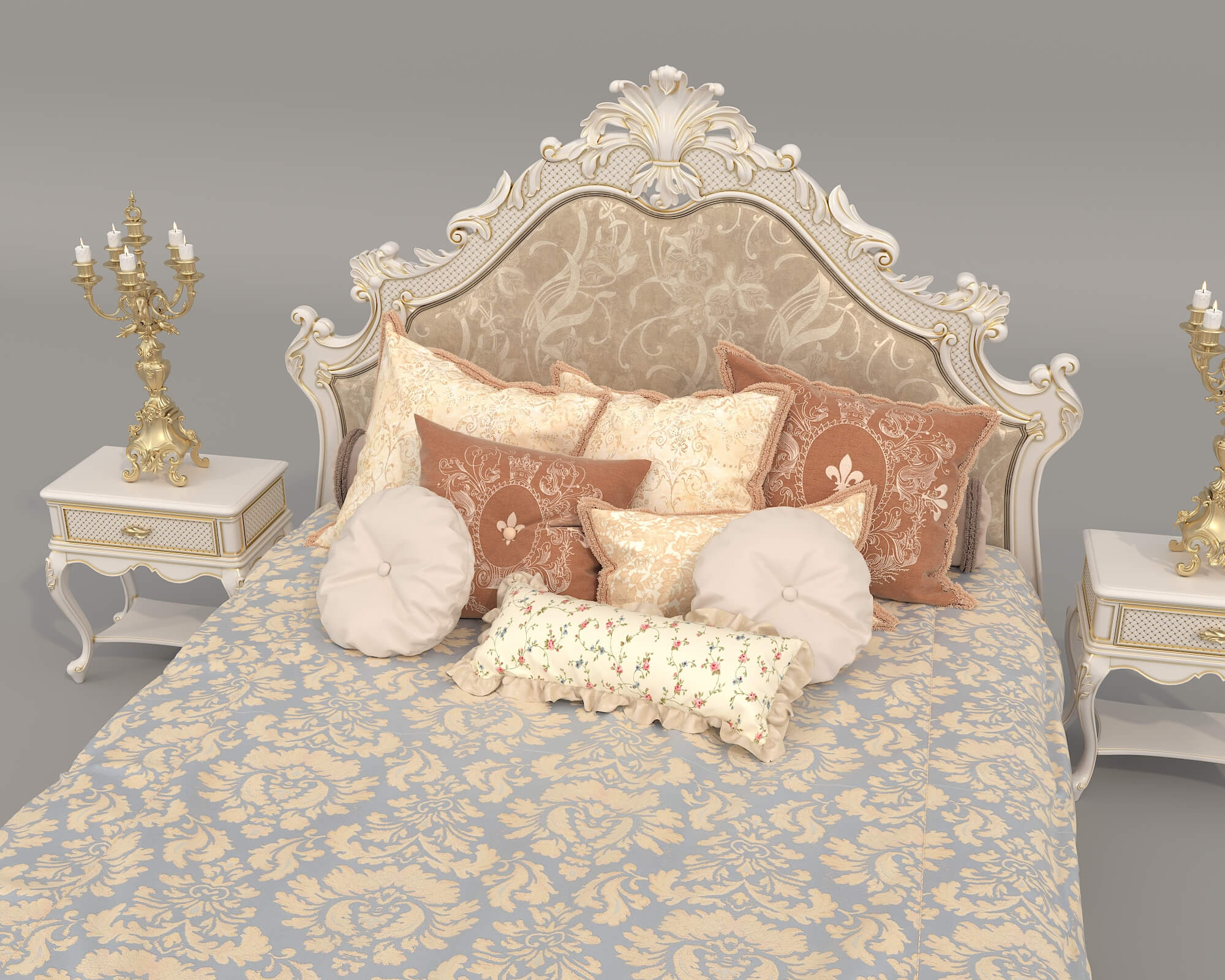 Classic European Style Bed Set 62 - 3D Model by nhattuankts