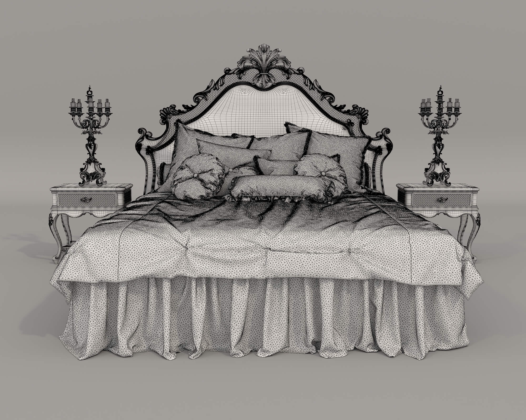 Classic European Style Bed Set 62 - 3D Model by nhattuankts