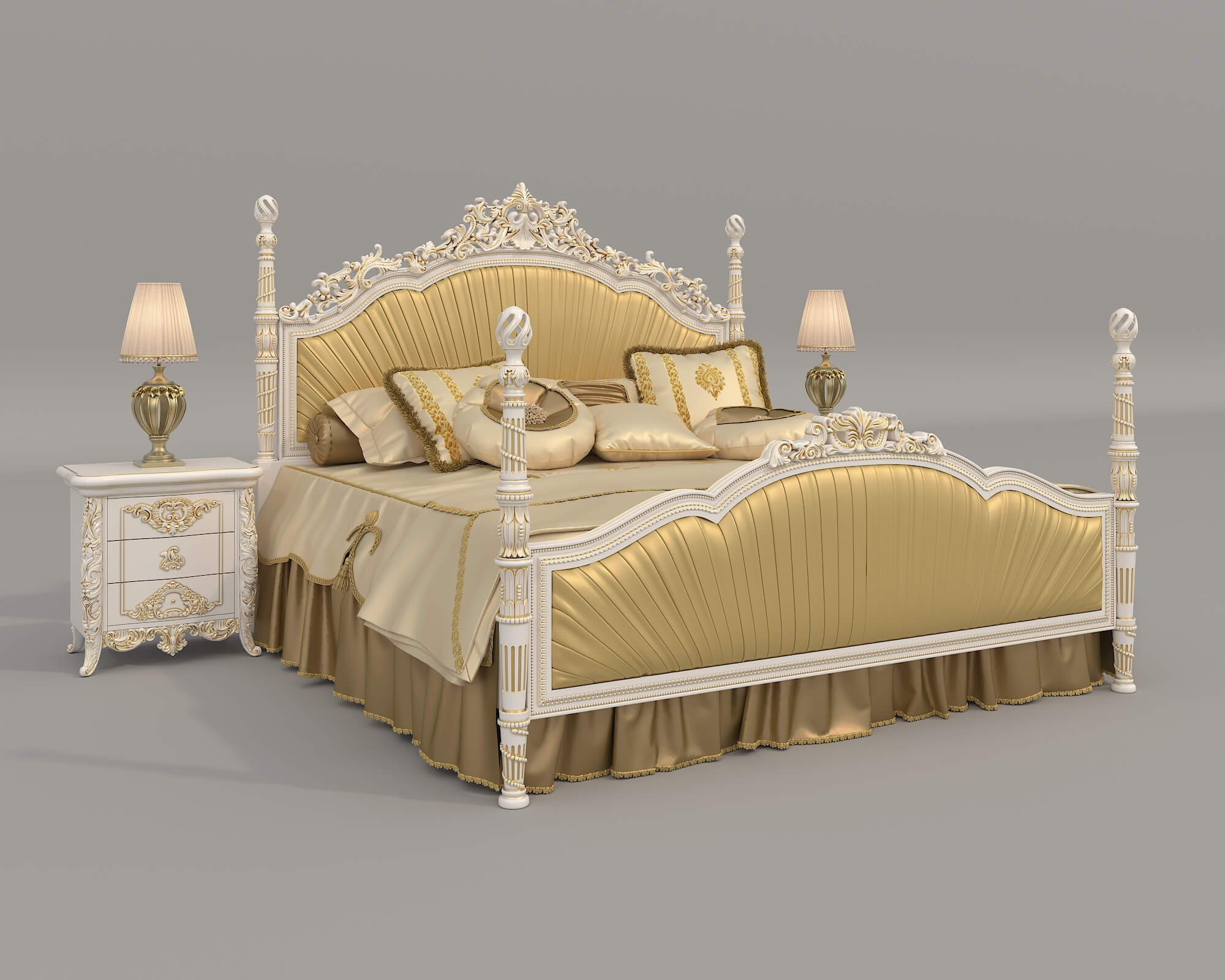 Classic European Style Bed Set 63 - 3D Model by nhattuankts