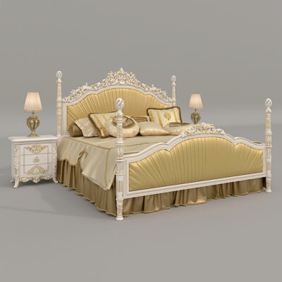 Classic European Style Bed Set 63 - 3D Model by nhattuankts