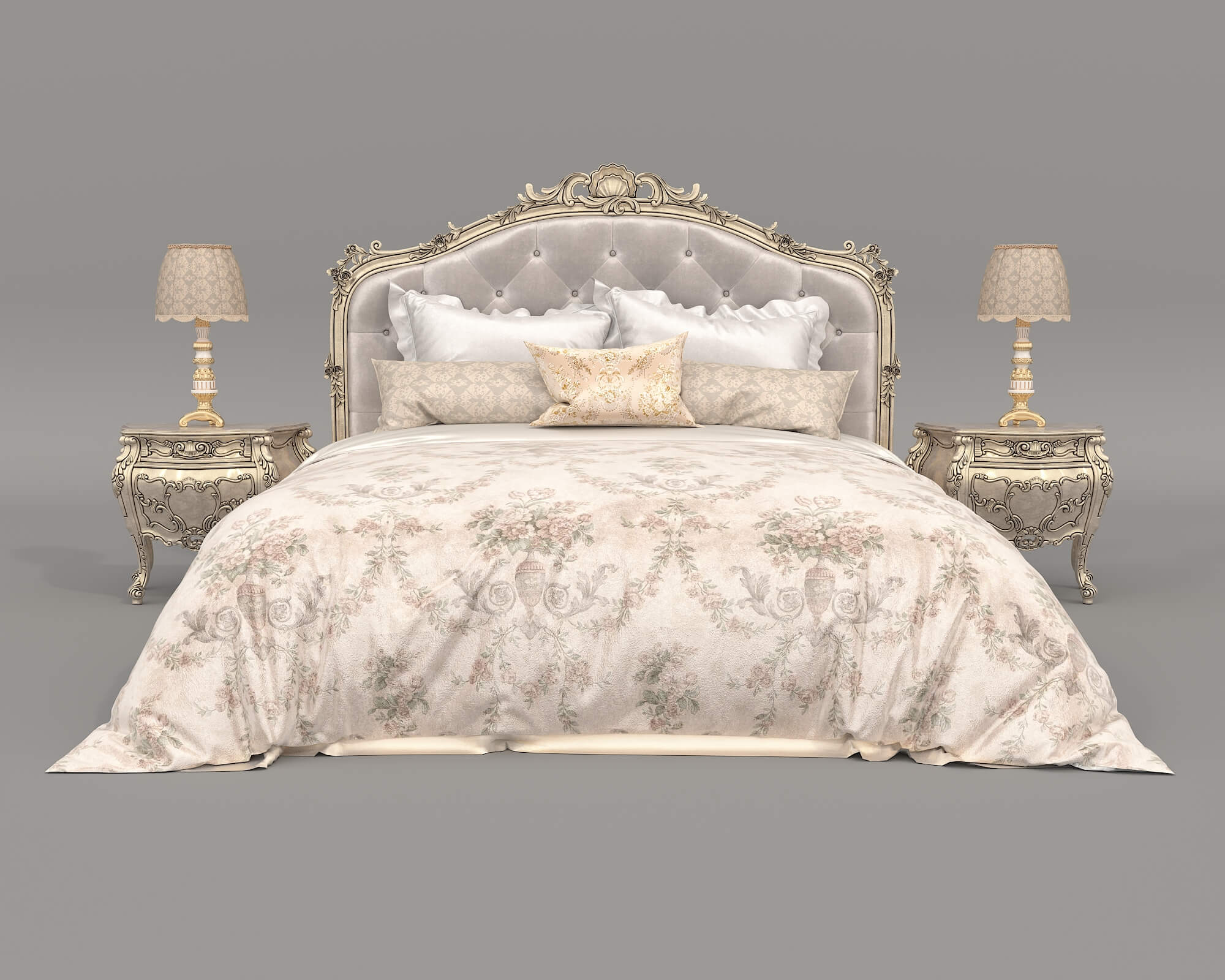 Classic European Style Bed Set 64 - 3D Model by nhattuankts