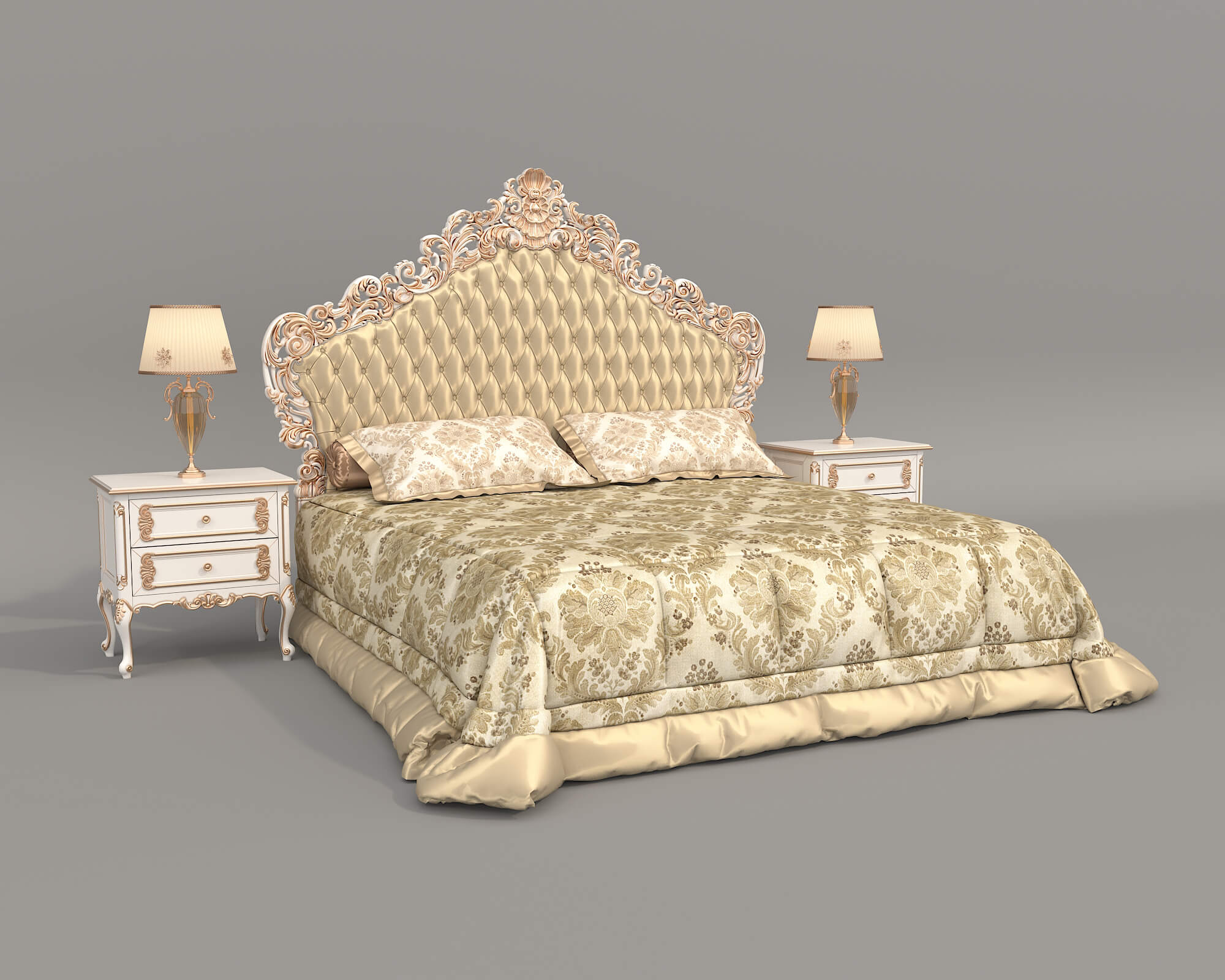 Classic European Style Bed Set 65 - 3D Model by nhattuankts