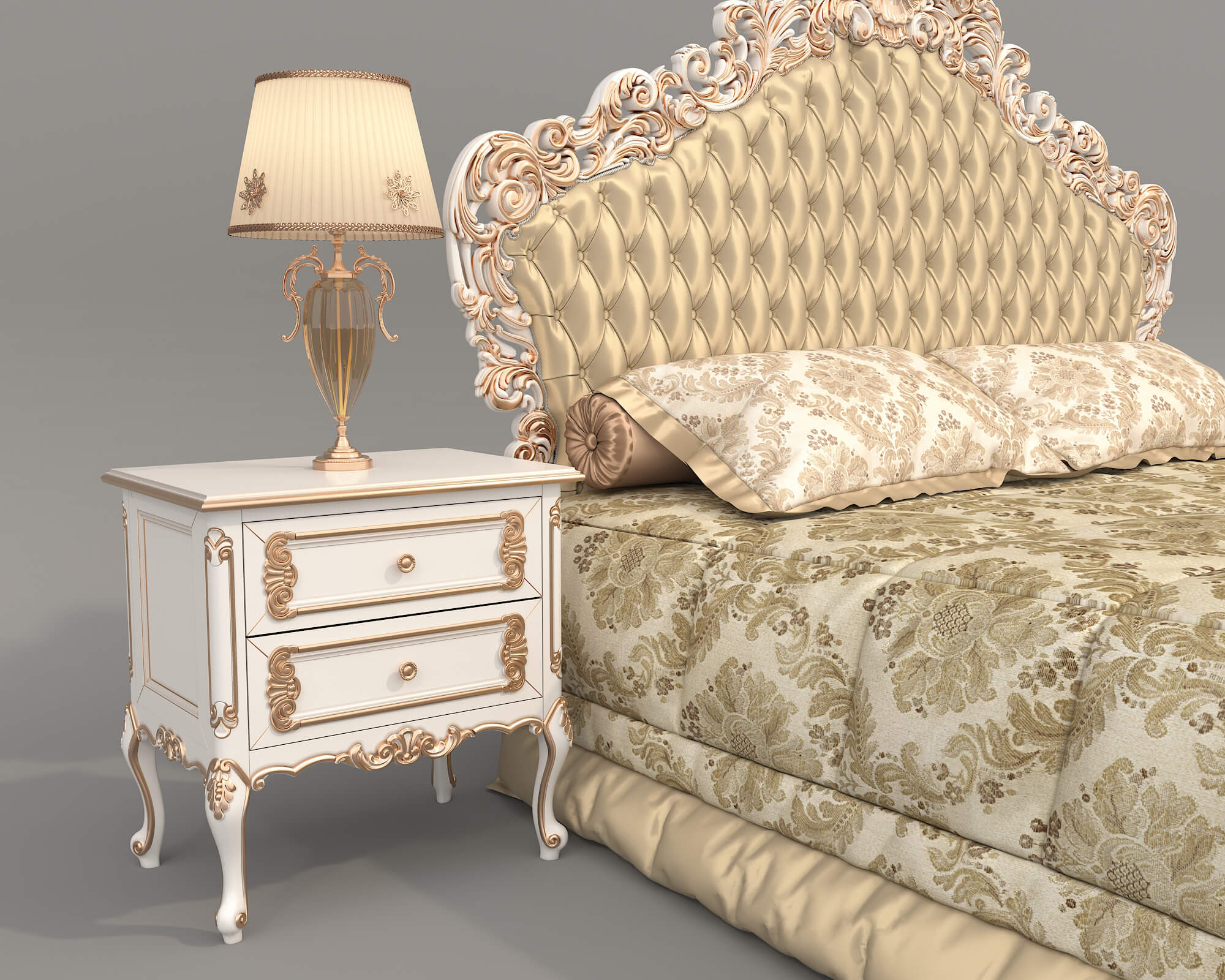 Classic European Style Bed Set 65 - 3D Model by nhattuankts