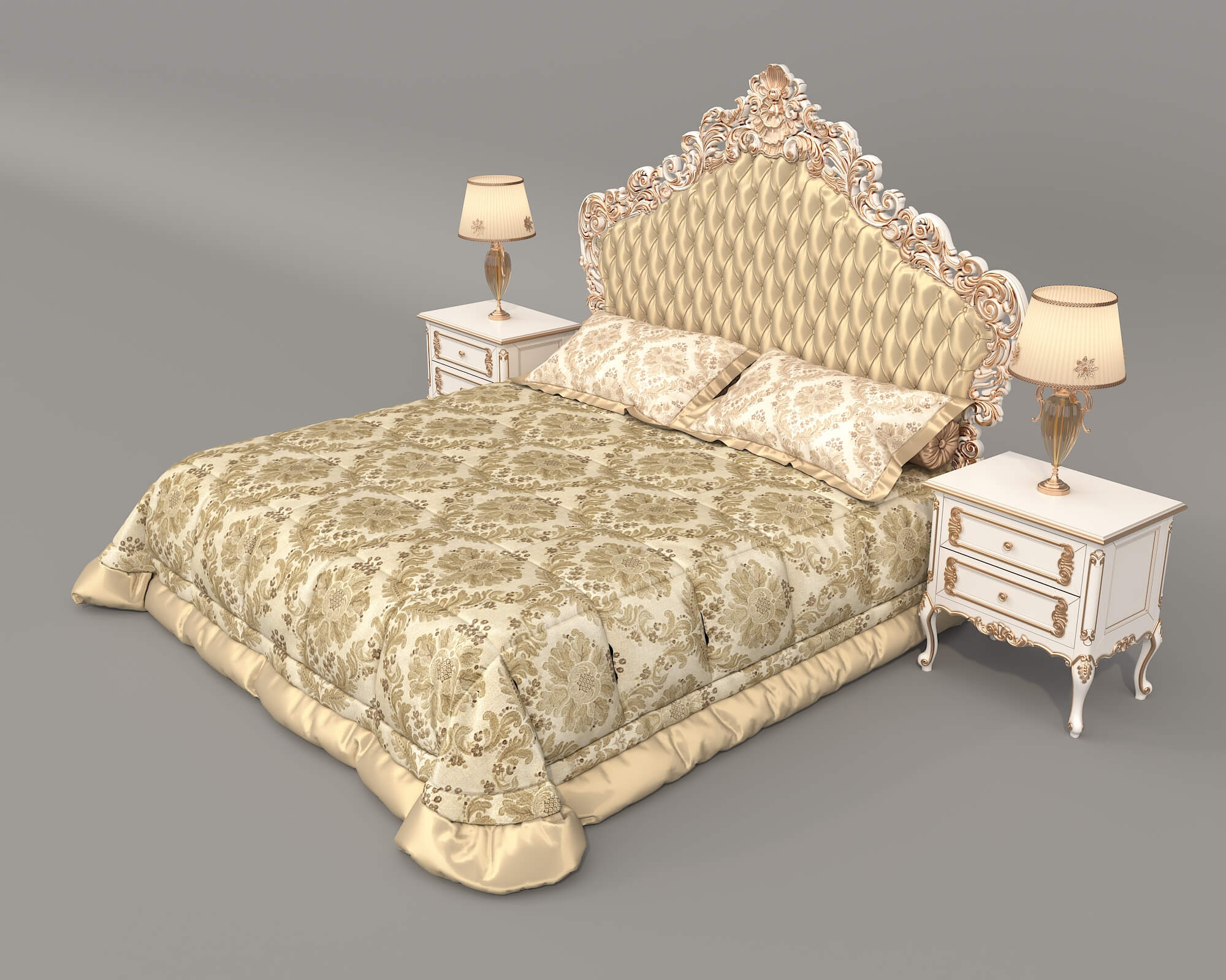 Classic European Style Bed Set 65 - 3D Model by nhattuankts