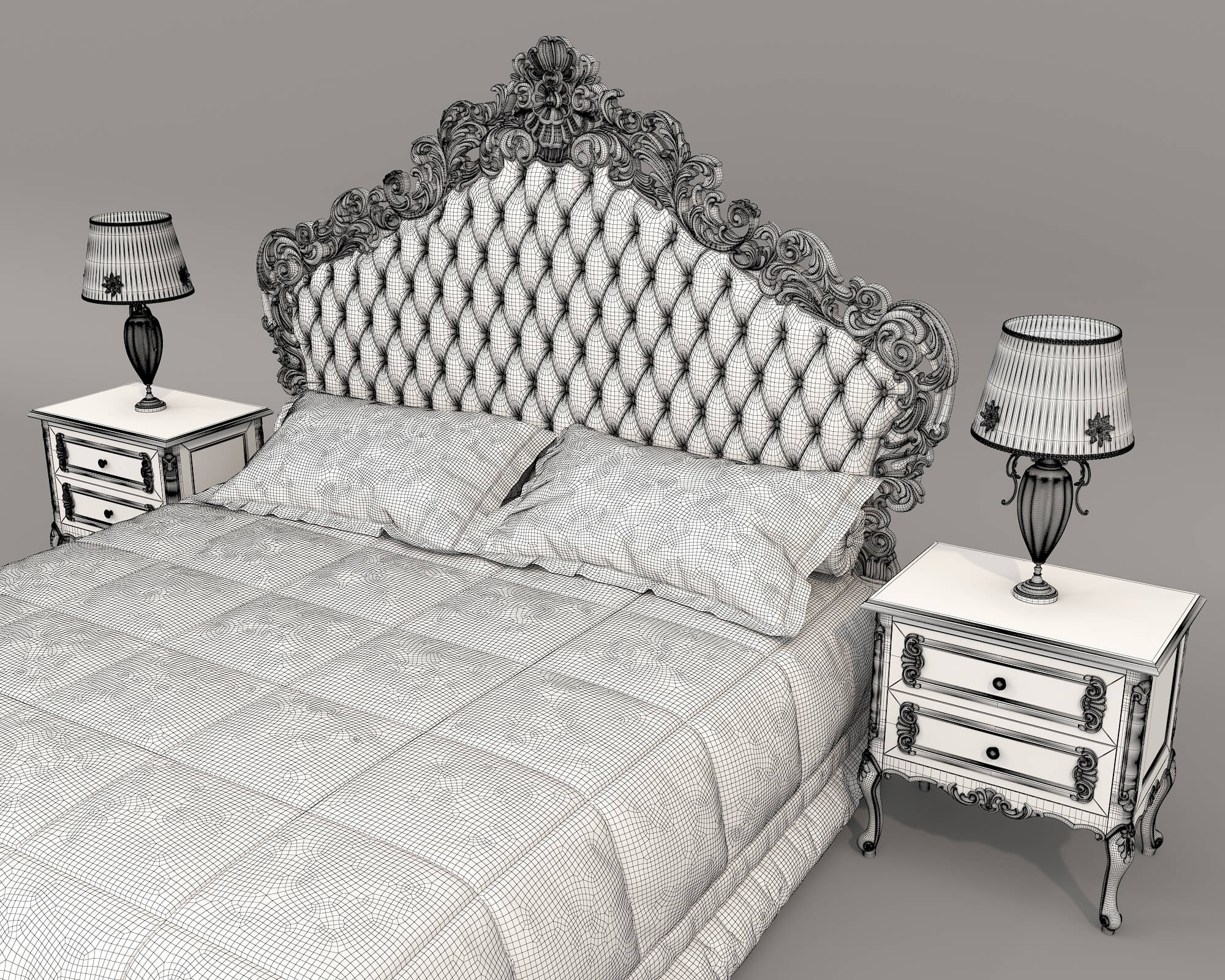 Classic European Style Bed Set 65 - 3D Model by nhattuankts
