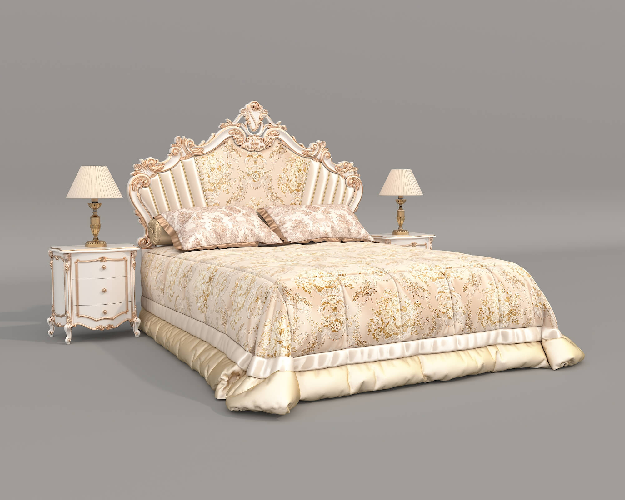 Classic European Style Bed Set 66 - 3D Model by nhattuankts