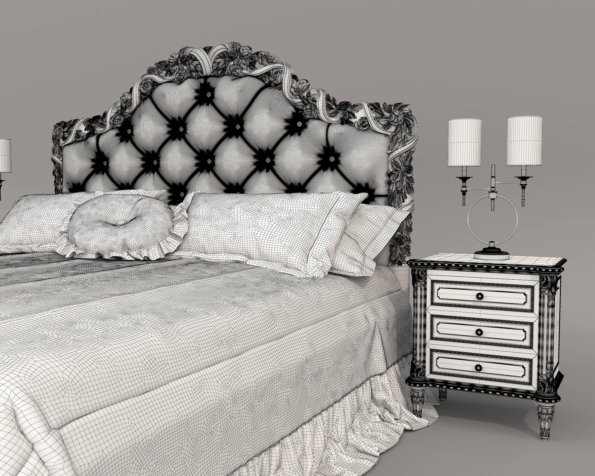 Classic European Style Bed Set 67 - 3D Model by nhattuankts